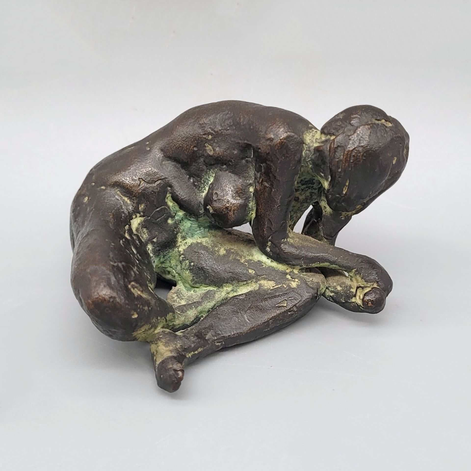 SANDER, Ernemann Friedrich (1925-2020): Kauerndewohl, Bronze, 5,5 x 10 ...