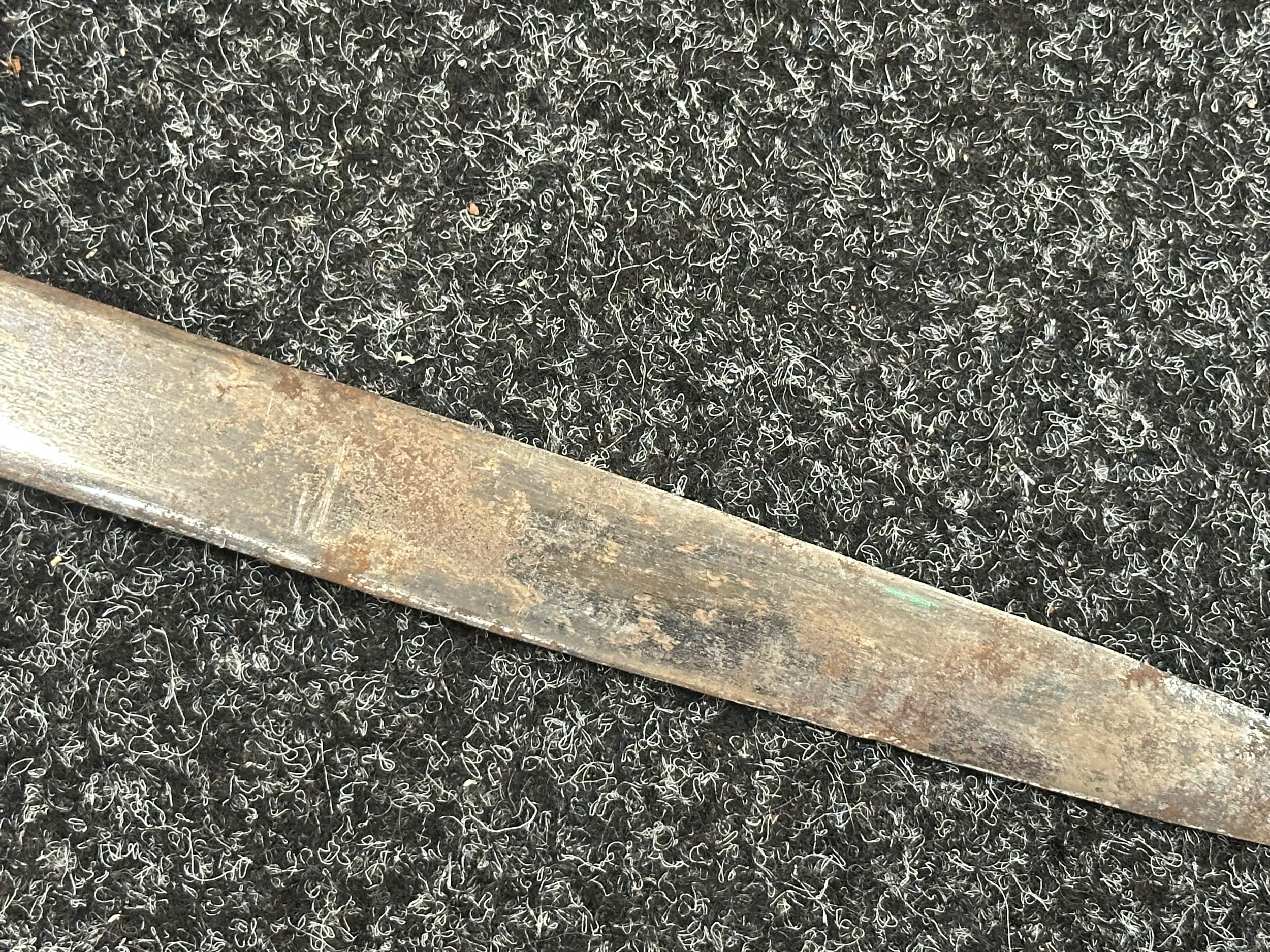 Indian Sword with straight single edged fullered blade with engraved ...