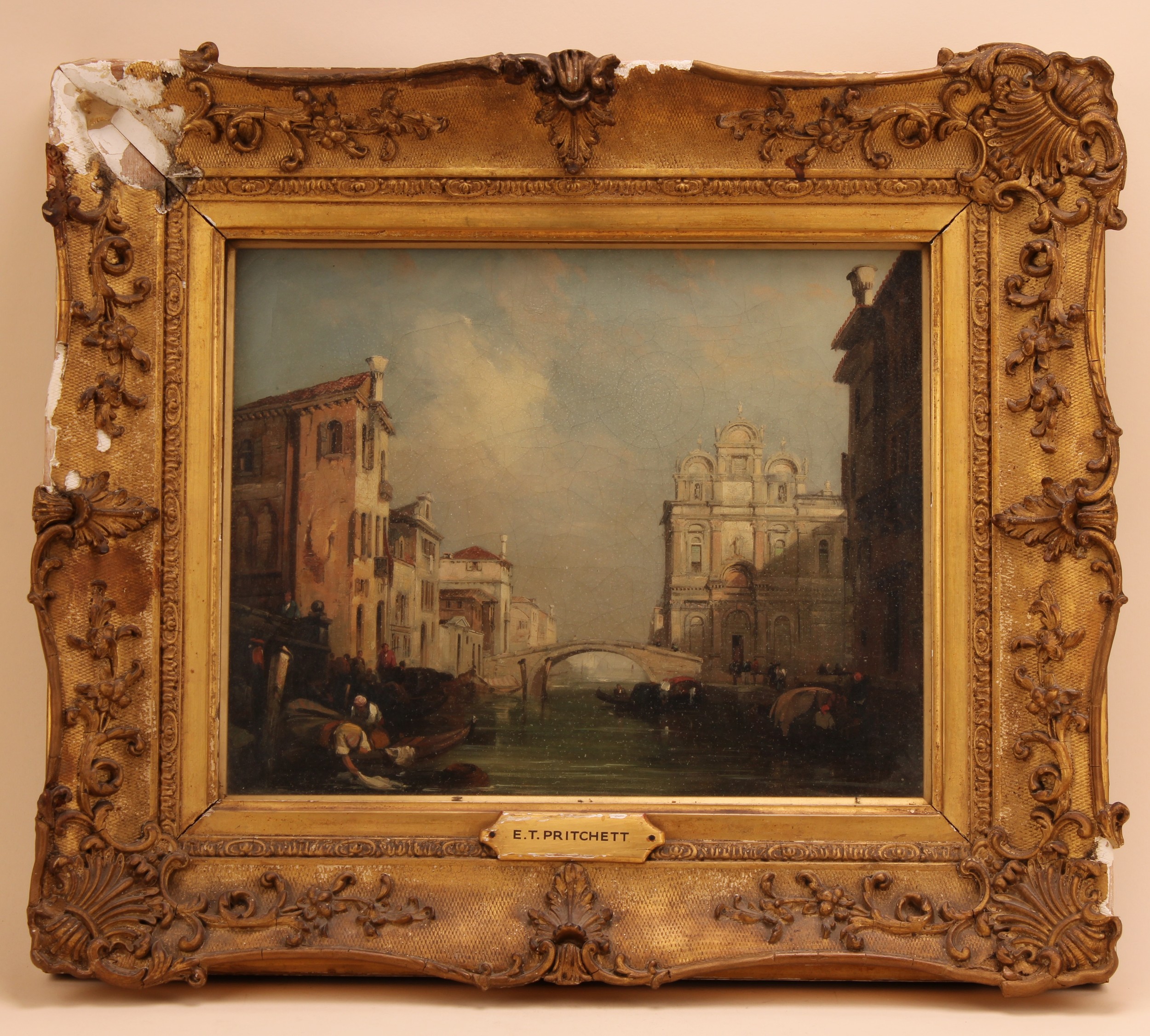 Attributed to Edward Pritchett (1828-1864)View in Venice,oil on canvas ...