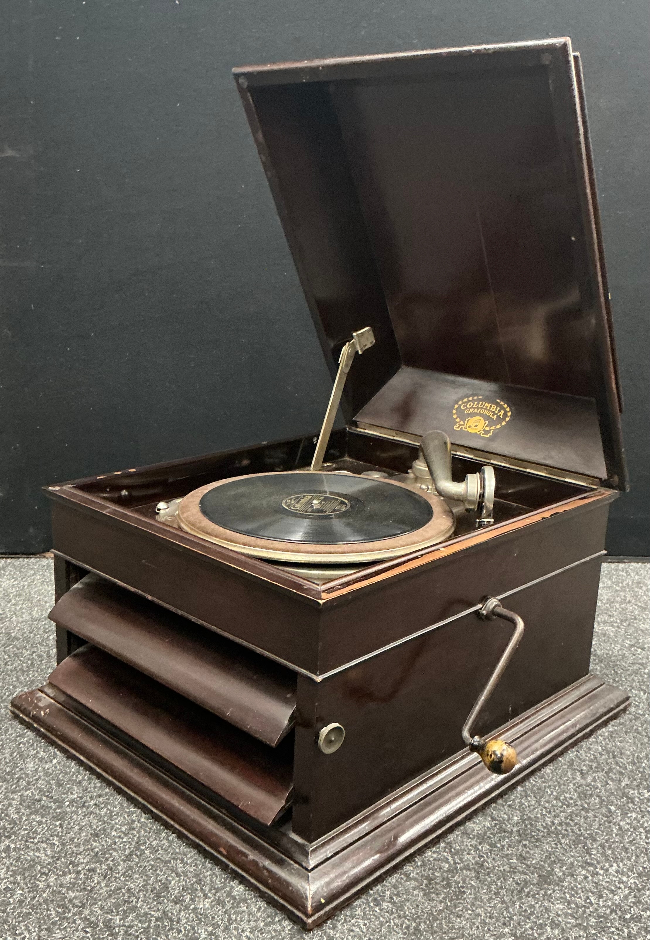 An early 20th century mahogany cased Columbia table top gramophone ...