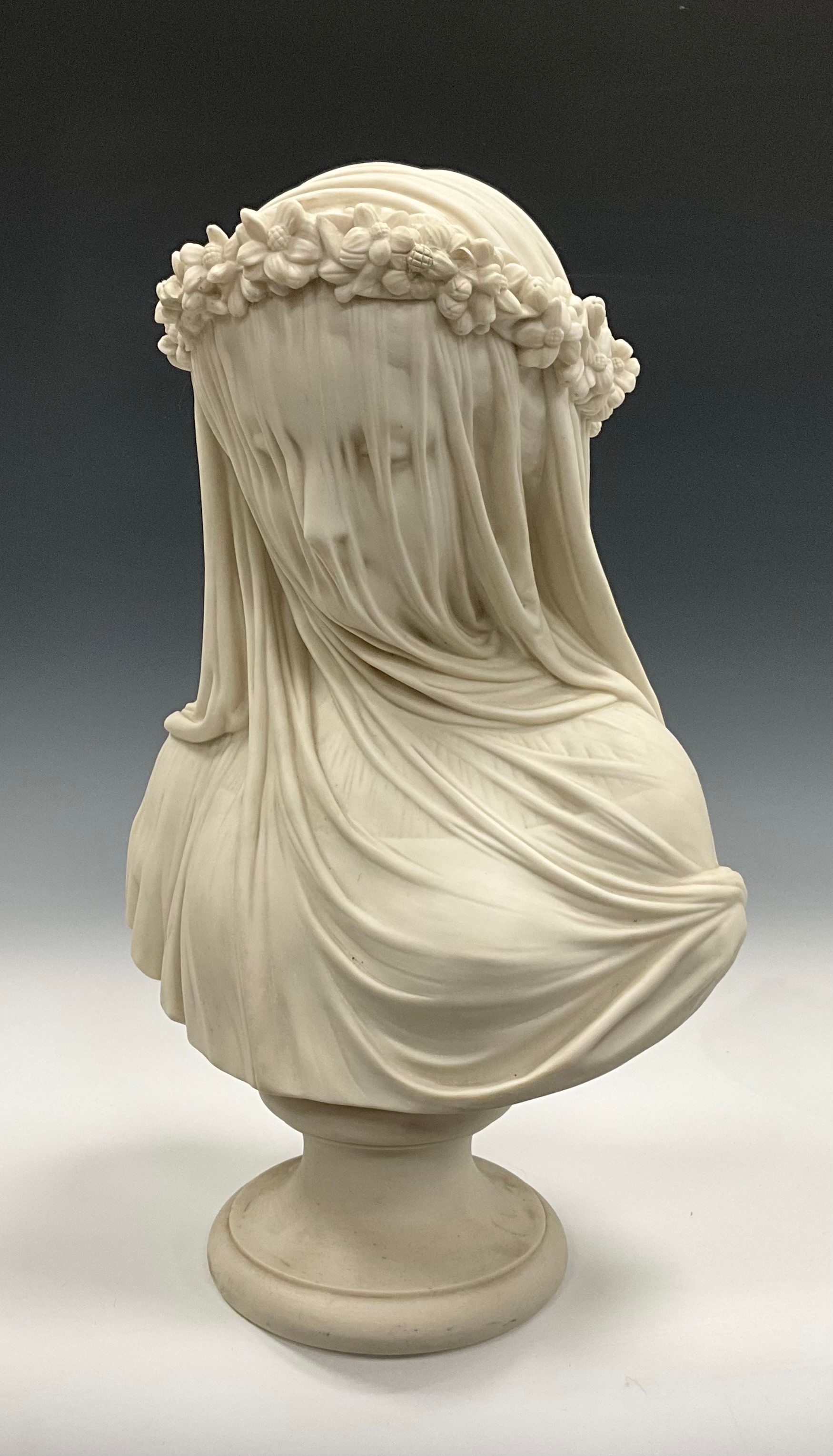 A 19th century Copeland Parian bust of 'The Veiled Bride', modelled by ...