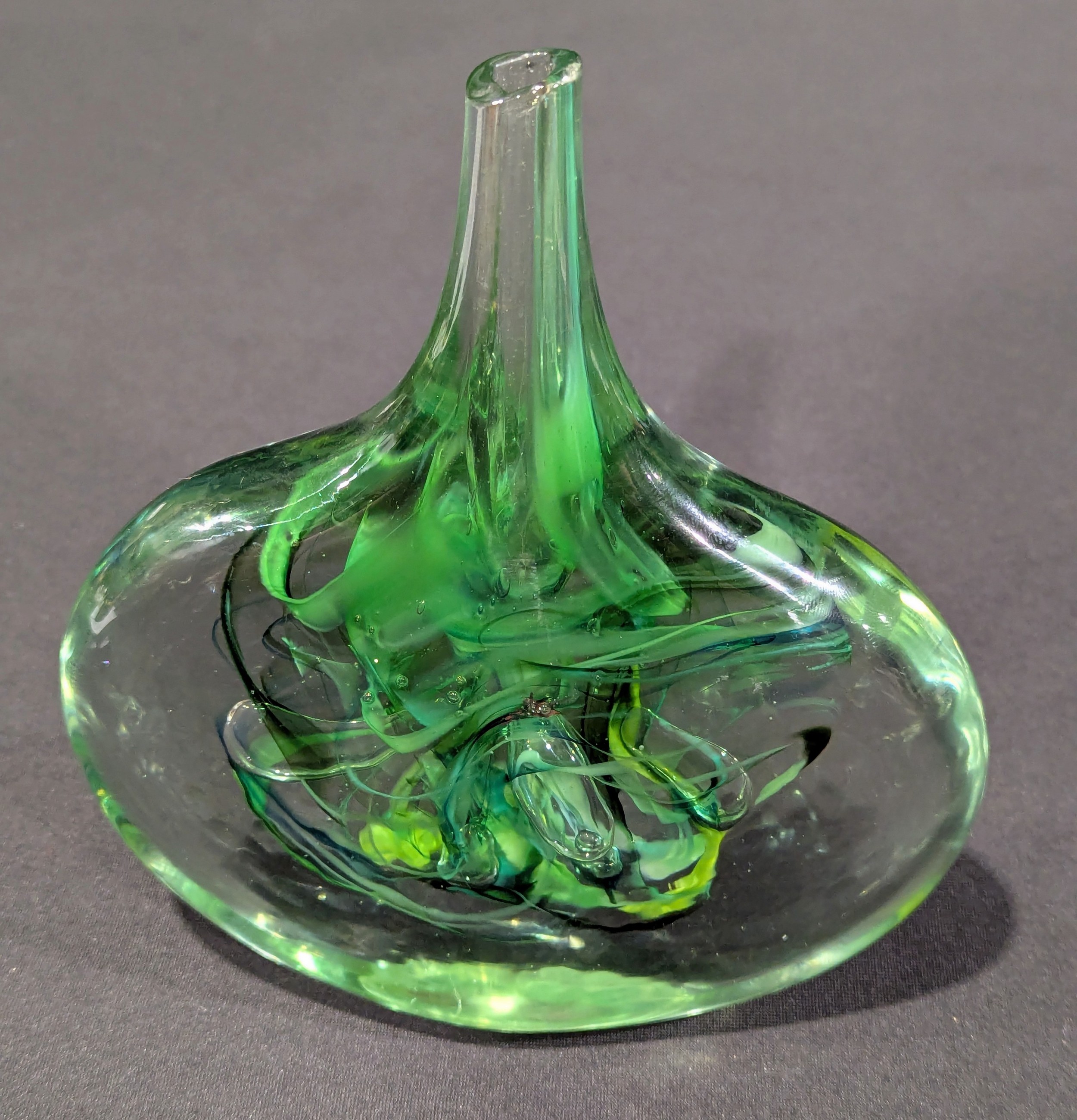 A Mdina/Isle of White art glass axe head vase, with bubble and swirl ...