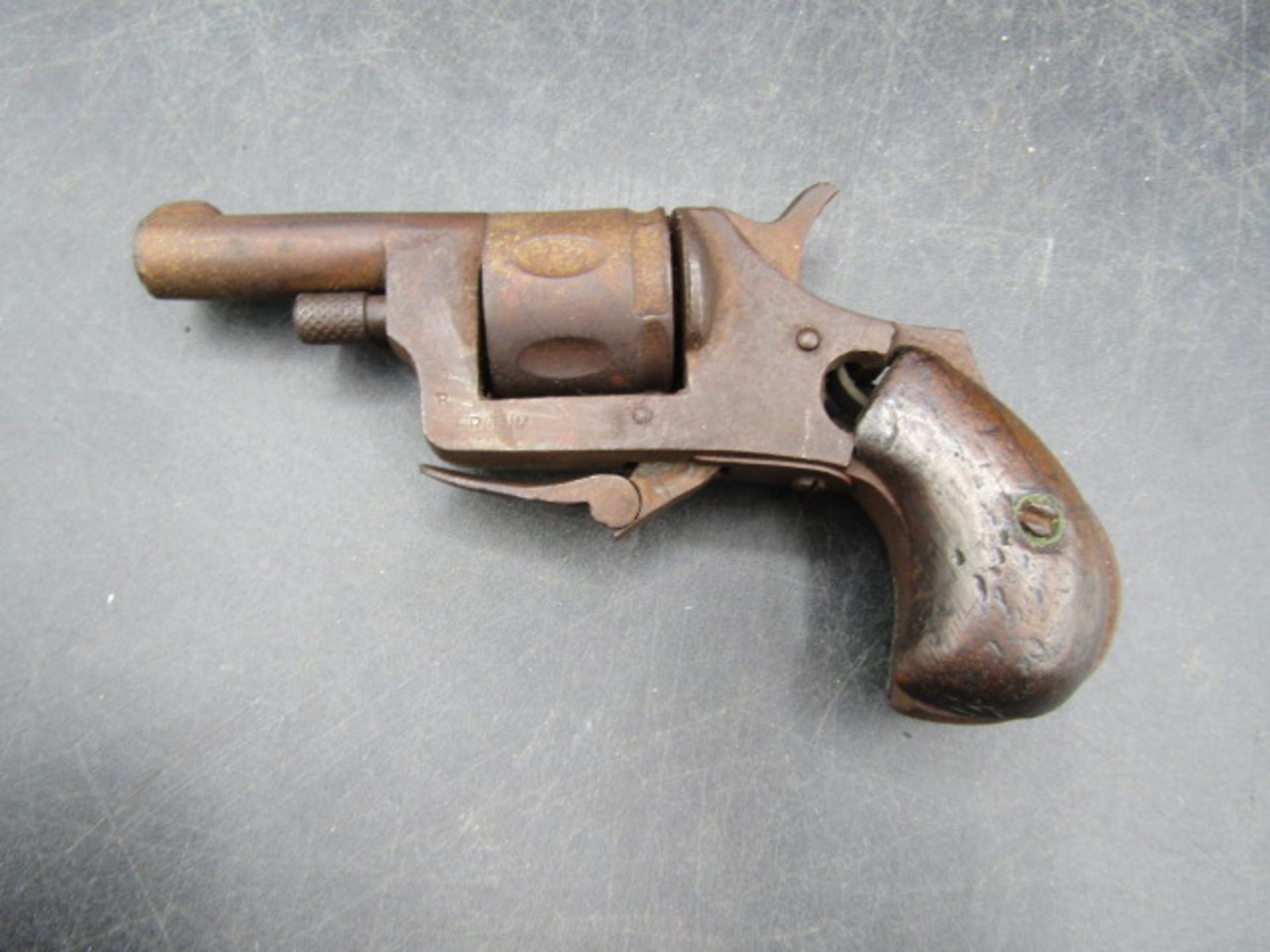 A Belgium postman's dog scarer blank firing pistol poss late 1800's 13cmL