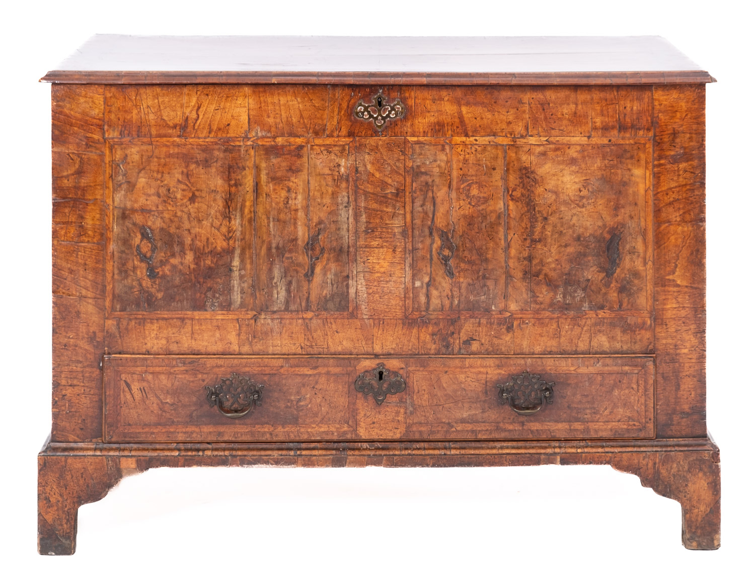 A George II walnut and cross banded dowry or mule chest, circa 1740 ...