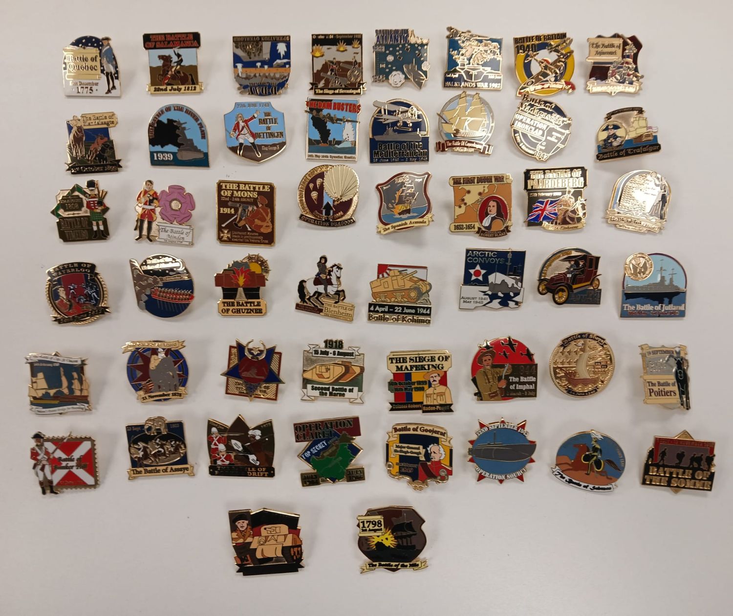 A Collection of fifty enamel badges commemorating various historic ...