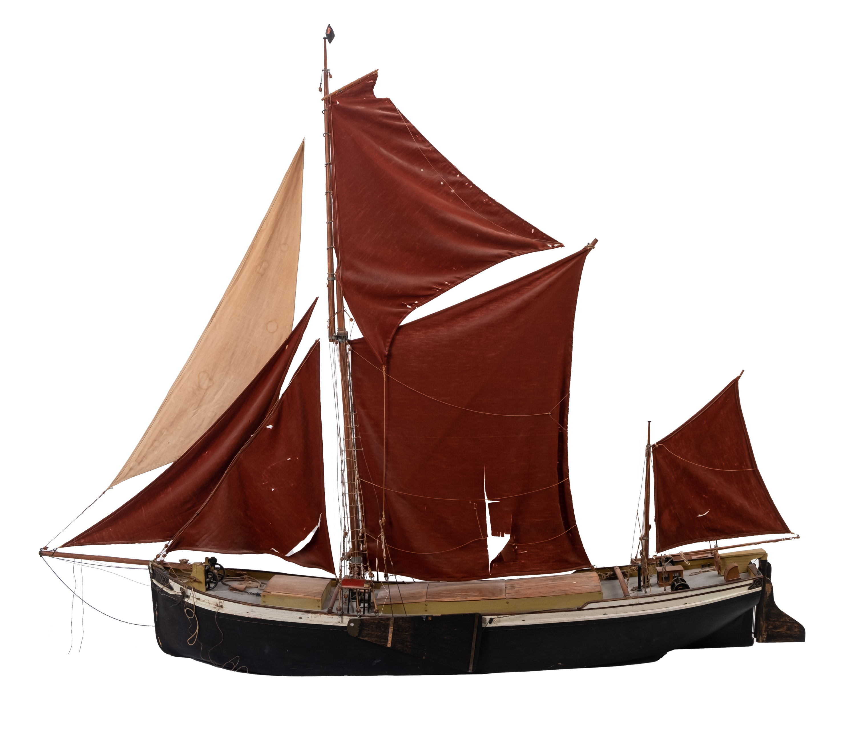 A scale model of a Spirit sail barge, 'Lord Warden'. Rigged as a Naval ...