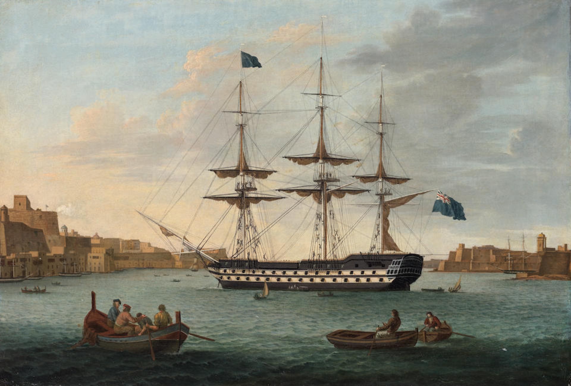 Attributed to Anton Schranz (German, 1769-1839) A British naval ship at ...