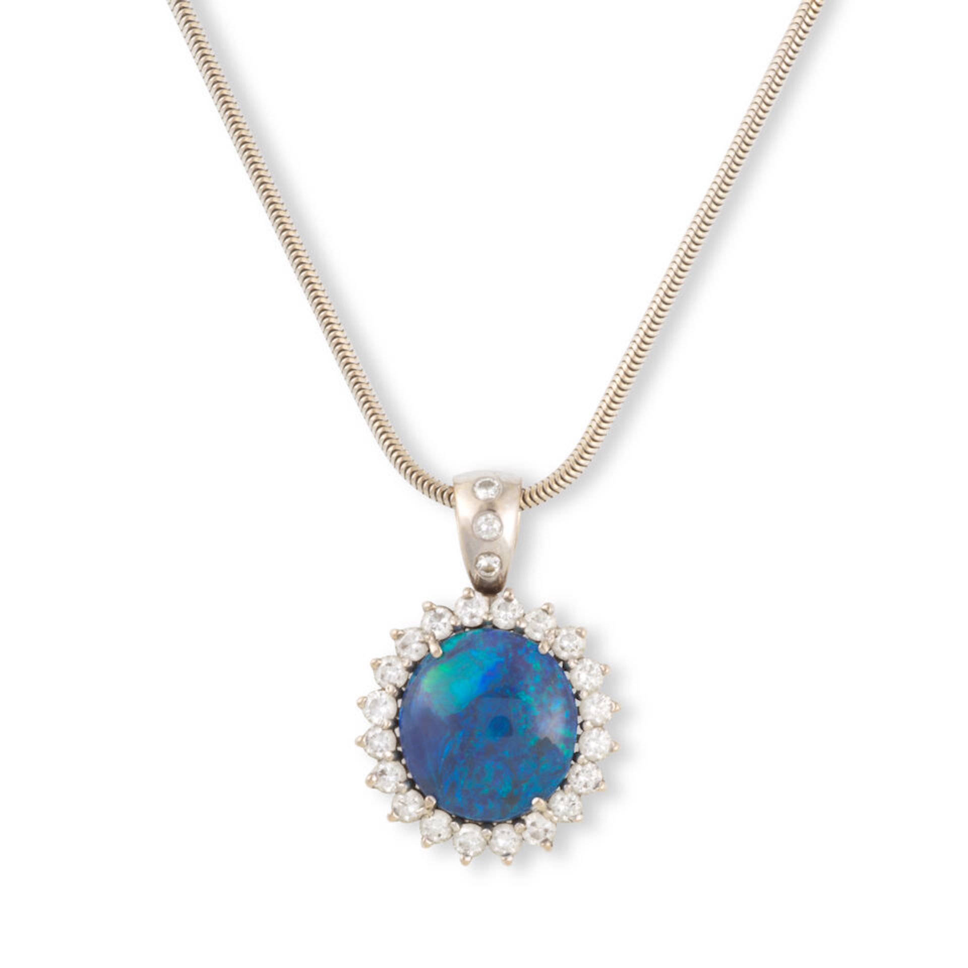OPAL AND DIAMOND PENDANT NECKLACE COLLIER PENDENTIF OPALE ET DIAMANTS ...