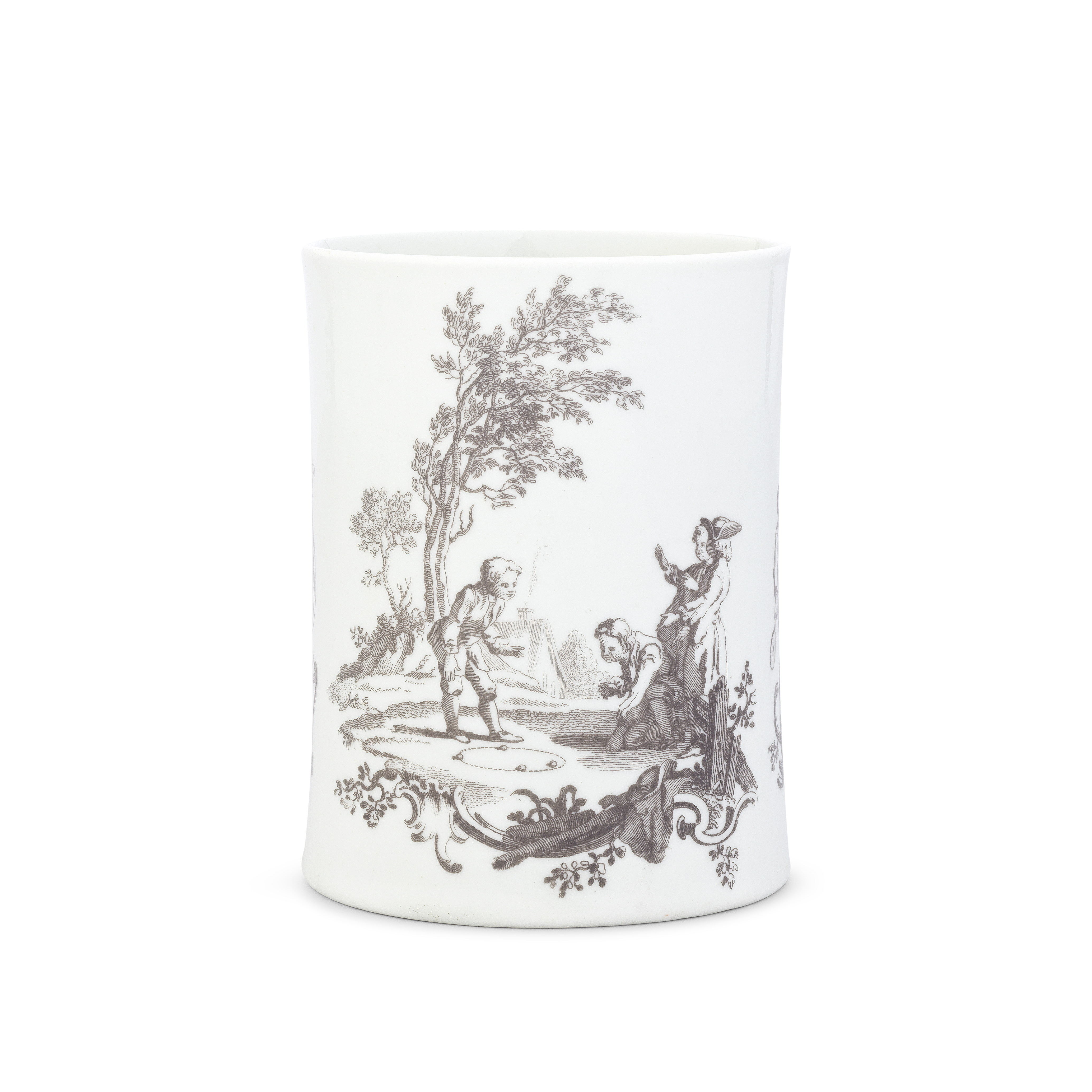 A good Worcester mug, circa 1758-60Of cylindrical form with a neat ...