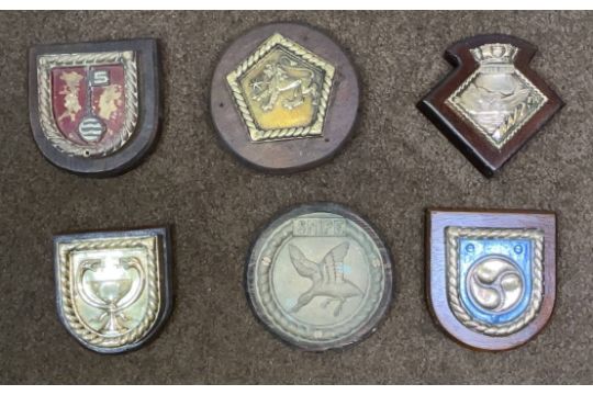 Original ship's badges from HMS Sesame, HMS Enterprise, HMS Lochfada ...