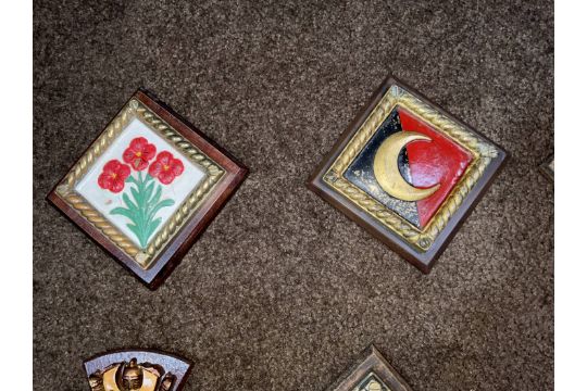 Five Chatham-pattern ship's badges including HMS Wallflower, HMS Albury ...