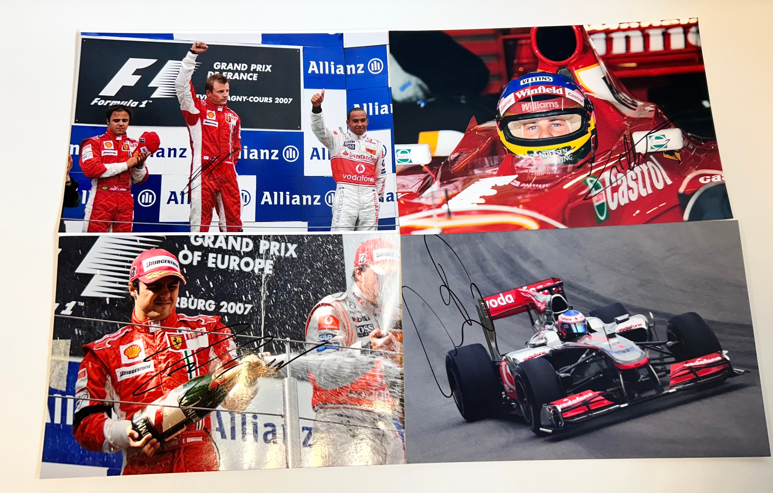 Selection of signed photographs and prints of formula one drivers