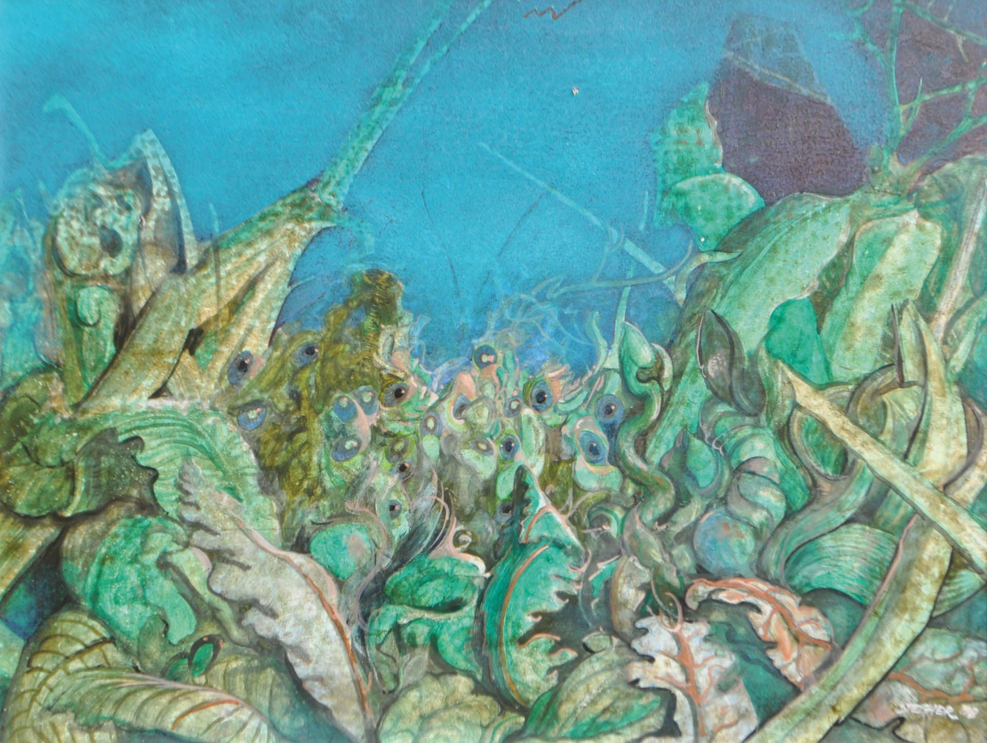Luis Stefan Stecher - Vegetation, 1980 - Öl auf Holz, 48,5 x 63,3 cm ...
