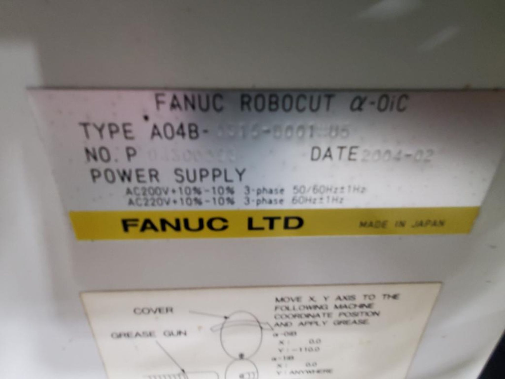 Fanuc RoboCut EDM. Model Alpha OiC. Mfg Date 02/2004. Serial ...
