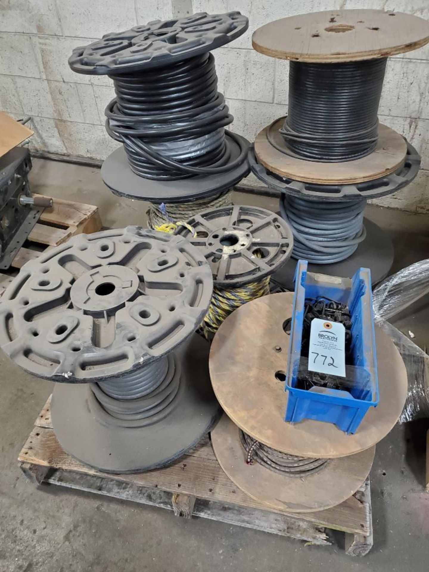 Pallet of wire and rope.