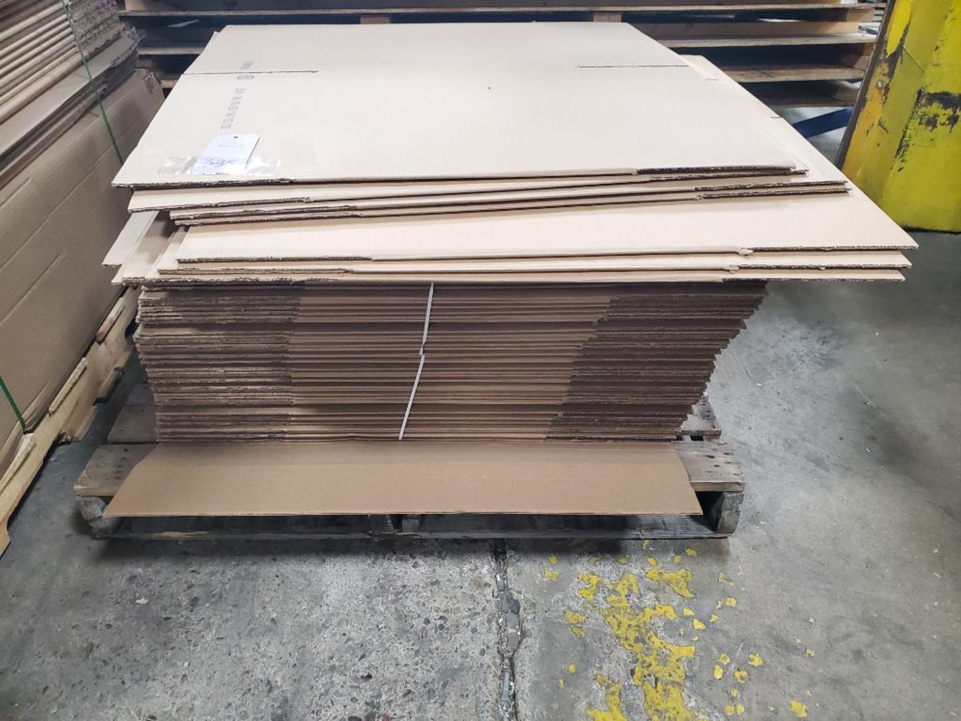 Pallet of corrugated cardboard. Size or box use in last image.