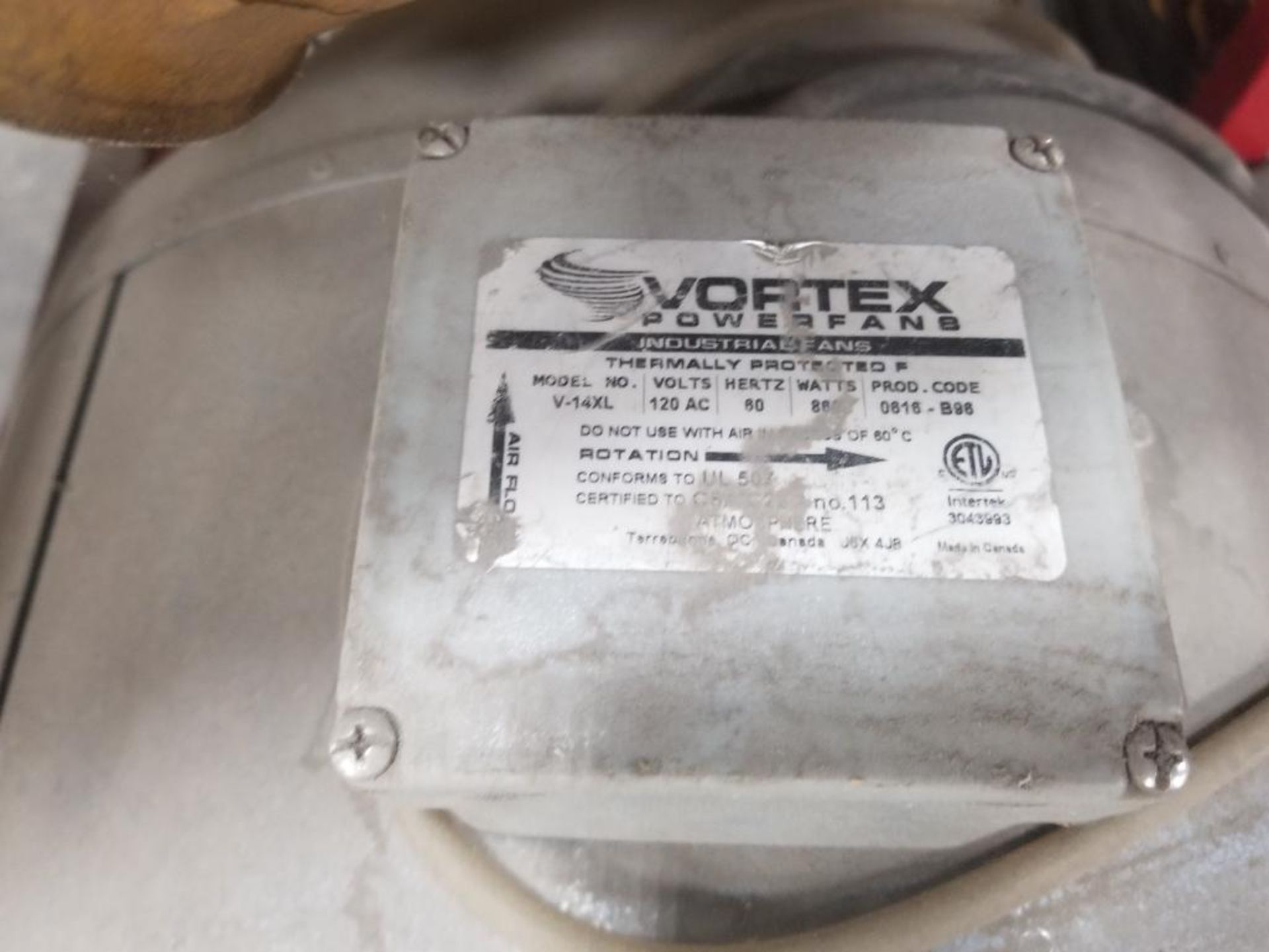 Vortex powerfans RV test unit. Model V-14XL. 120v single phase.