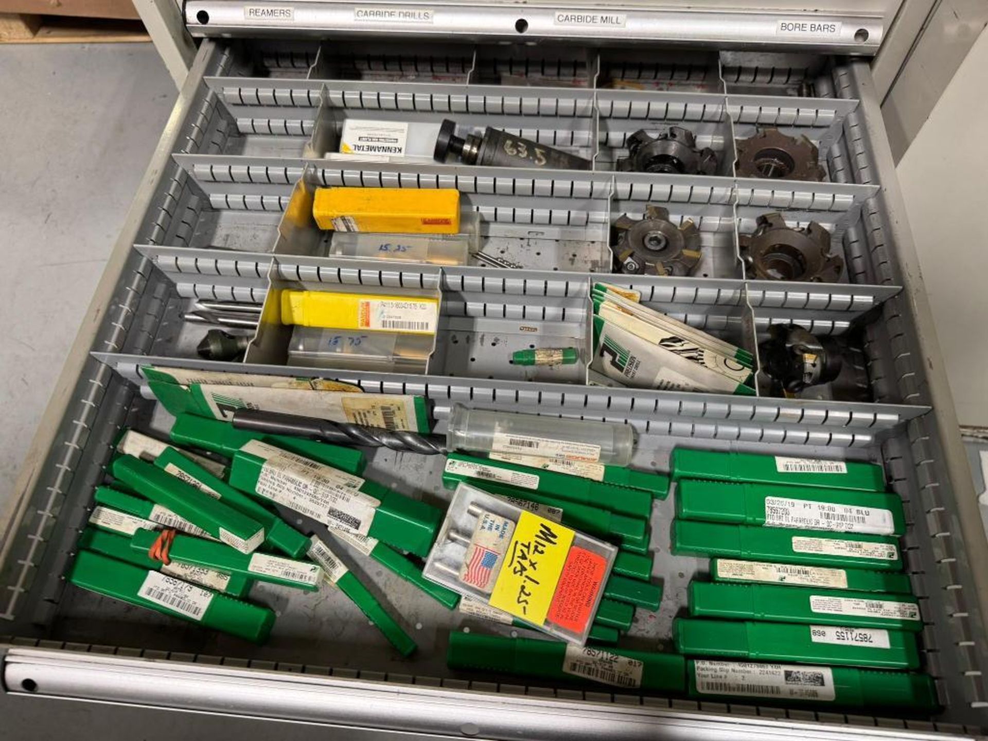Lot of: Assorted Tooling Cabinet Consisting of: Drills, Taps, End Mills ...