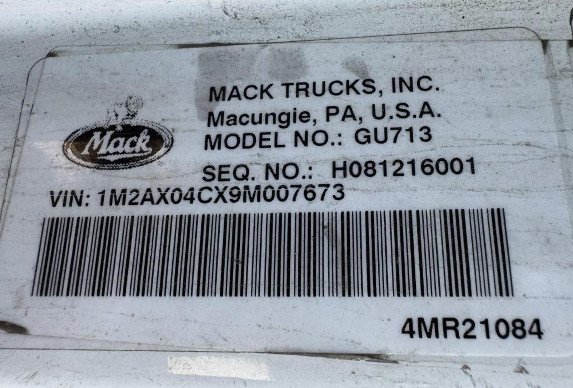 Mack 2009 Granite Series Roll-Off Diesel Truck, Model GU713, SEQ ...