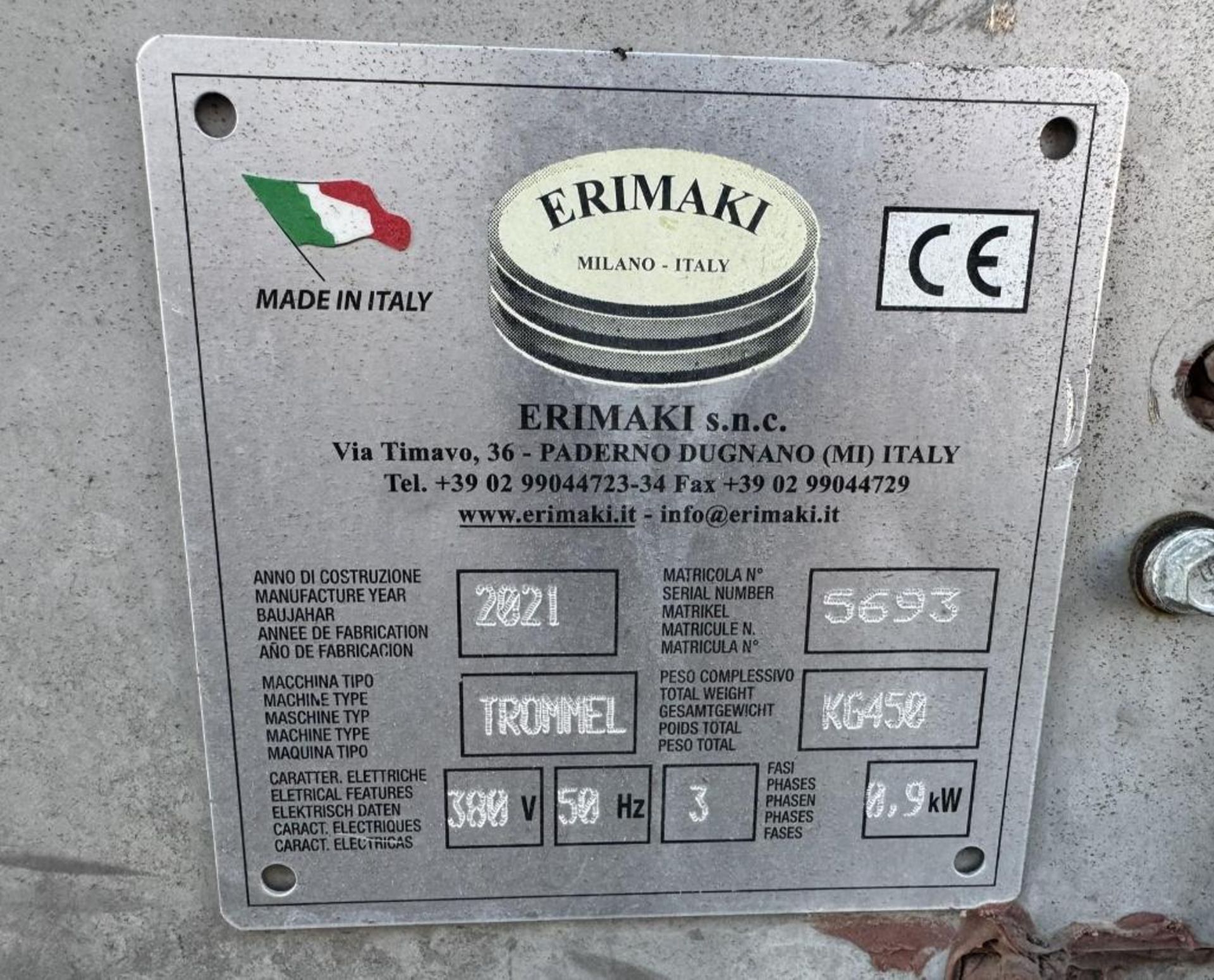 Erimaki Stainless Steel Trommel, Serial# 5693, Year 2021.