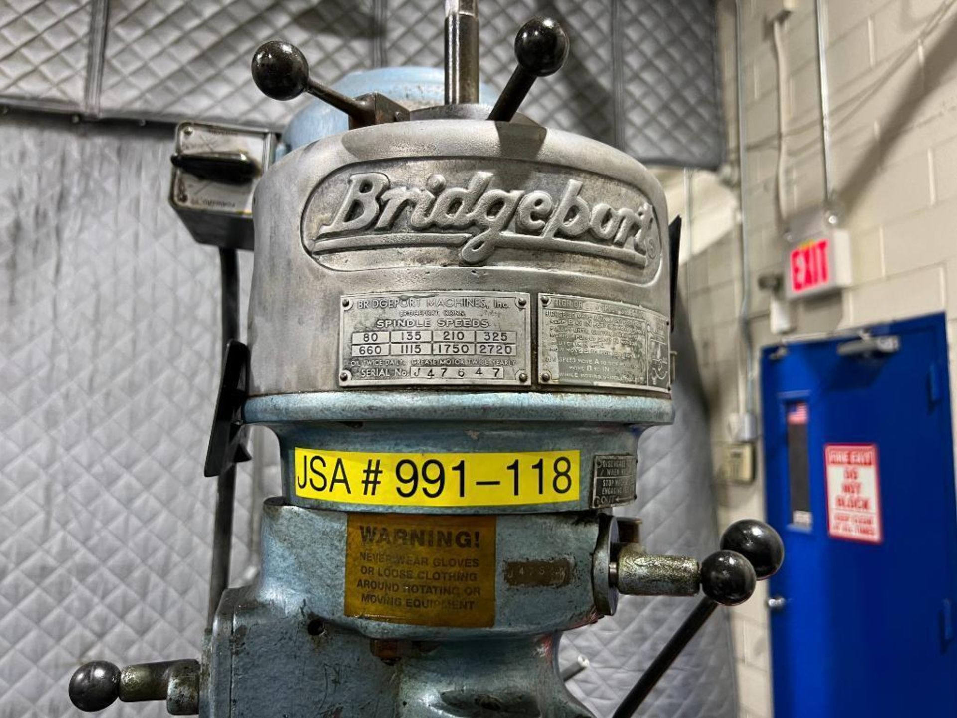 Bridgeport Vertical Mill, 5" Spindle Stroke, with T-Slotted Table and ...