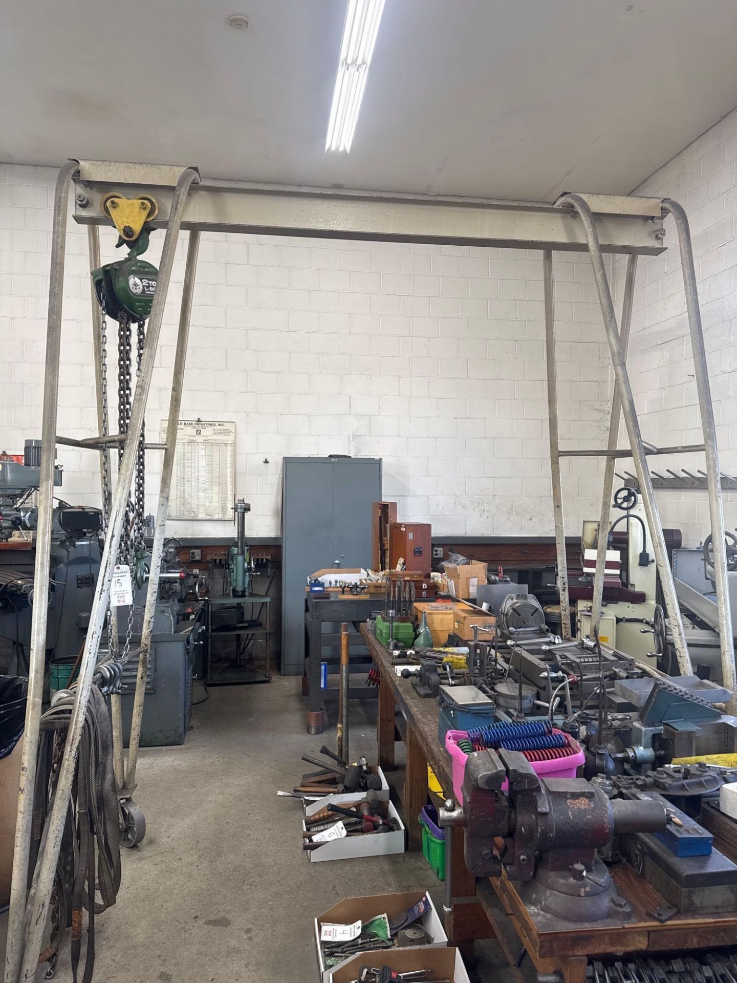 9' tall x 6' wide movable gantry crane with 2-ton manual chain fall ...