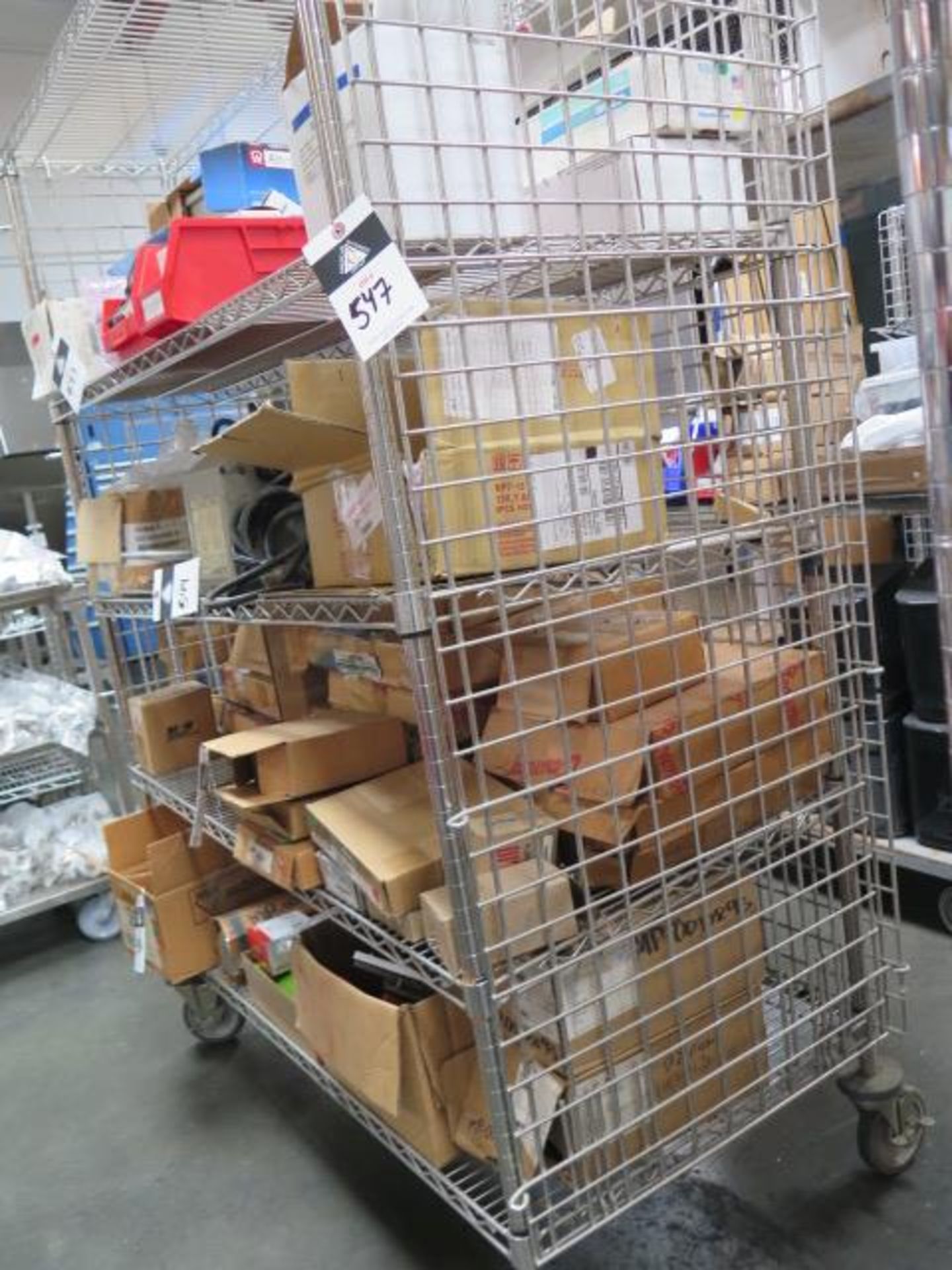 { Group of lots: 544, 545, 546, 547 } Rolling Wire-Frame Cart (SOLD AS ...
