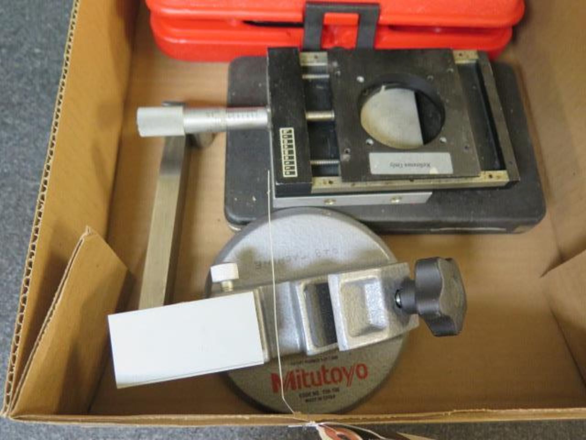 Kinamatic Slide Table w/ Micrometer Head, Mitutoyo Micrometer Stand ...