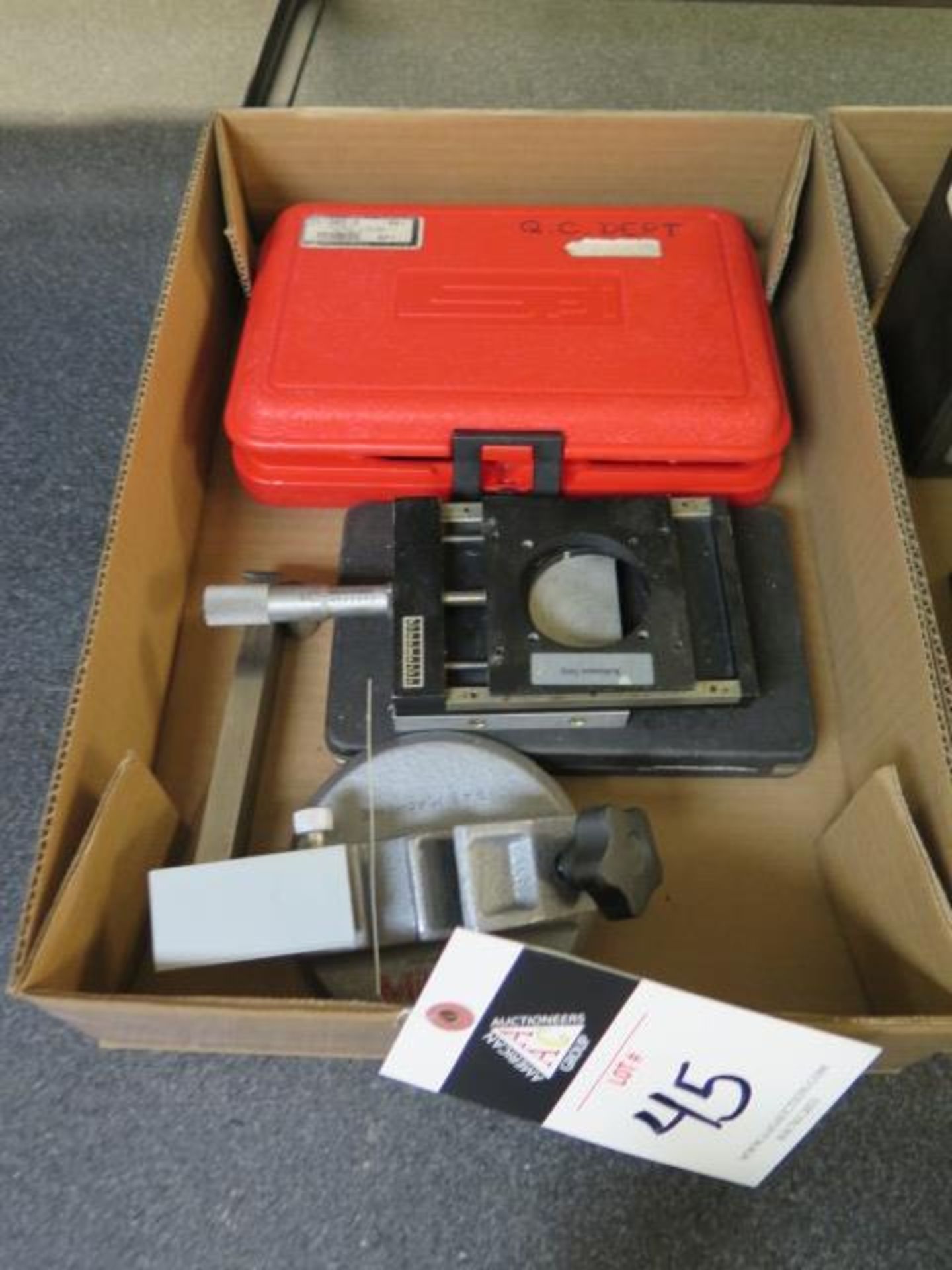 Kinamatic Slide Table w/ Micrometer Head, Mitutoyo Micrometer Stand ...