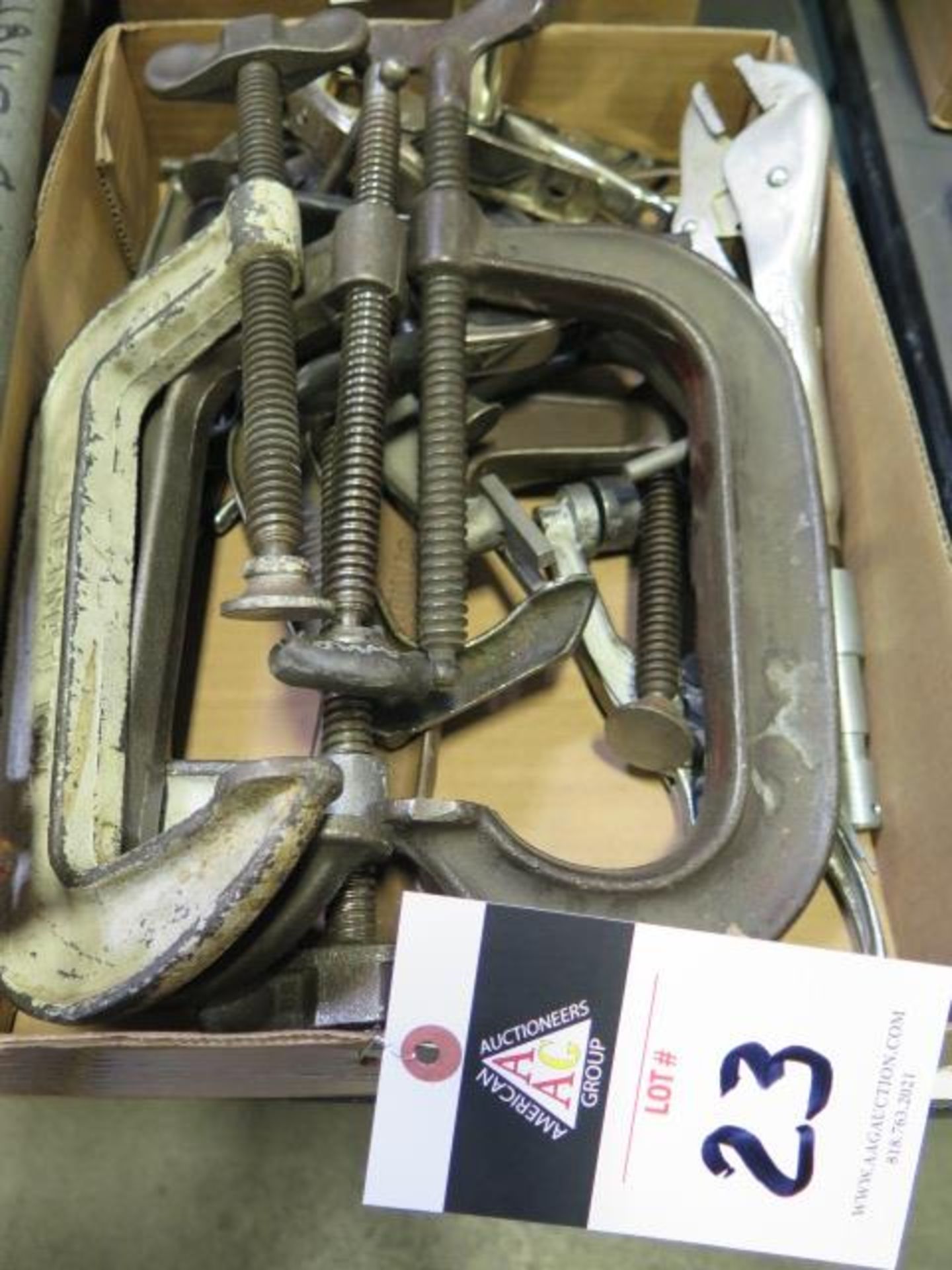 { Group of lots: 21, 22, 23 } C-Clamps and Pinch Clamps (SOLD AS-IS ...