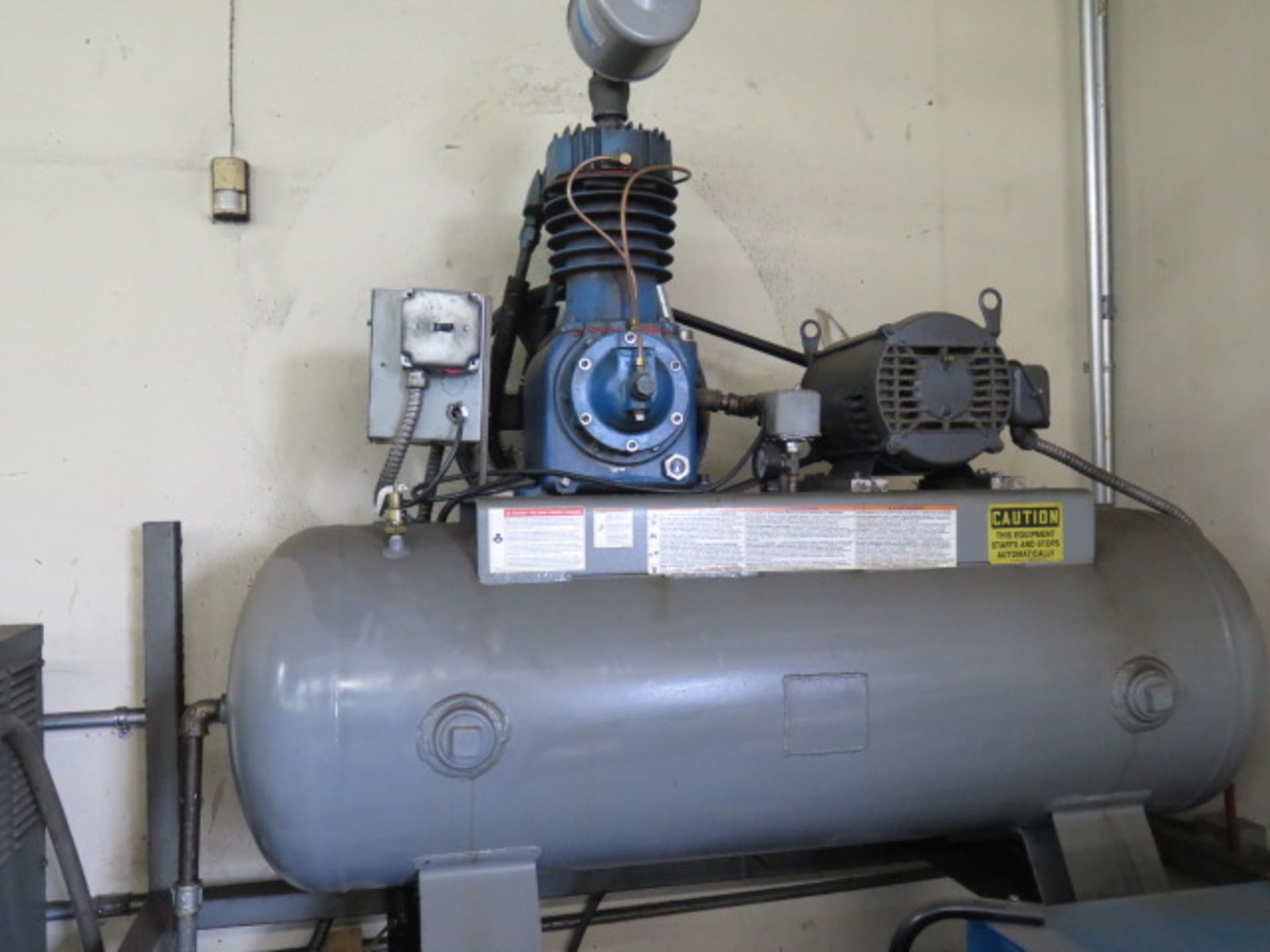 5Hp Horizontal Air Compressors (2) (WELDED TO STAND) w/ 80 Gallon Tanks ...
