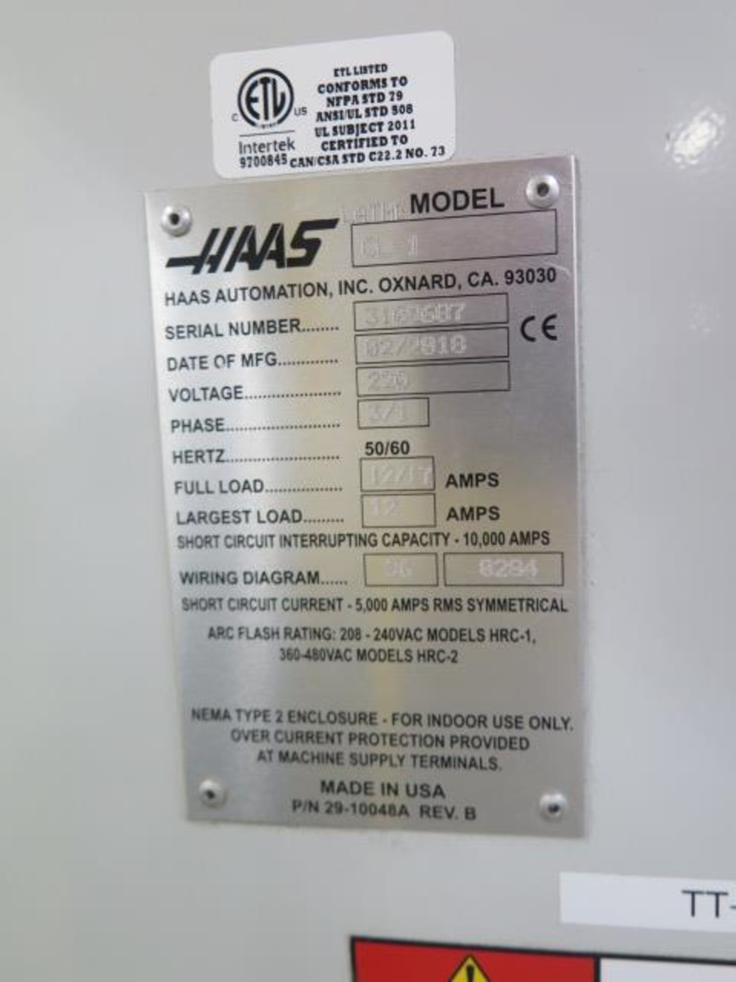 2018 Haas CL-1 CNC Chucker s/n 3109687 w/ Haas Controls, 8-Station ...