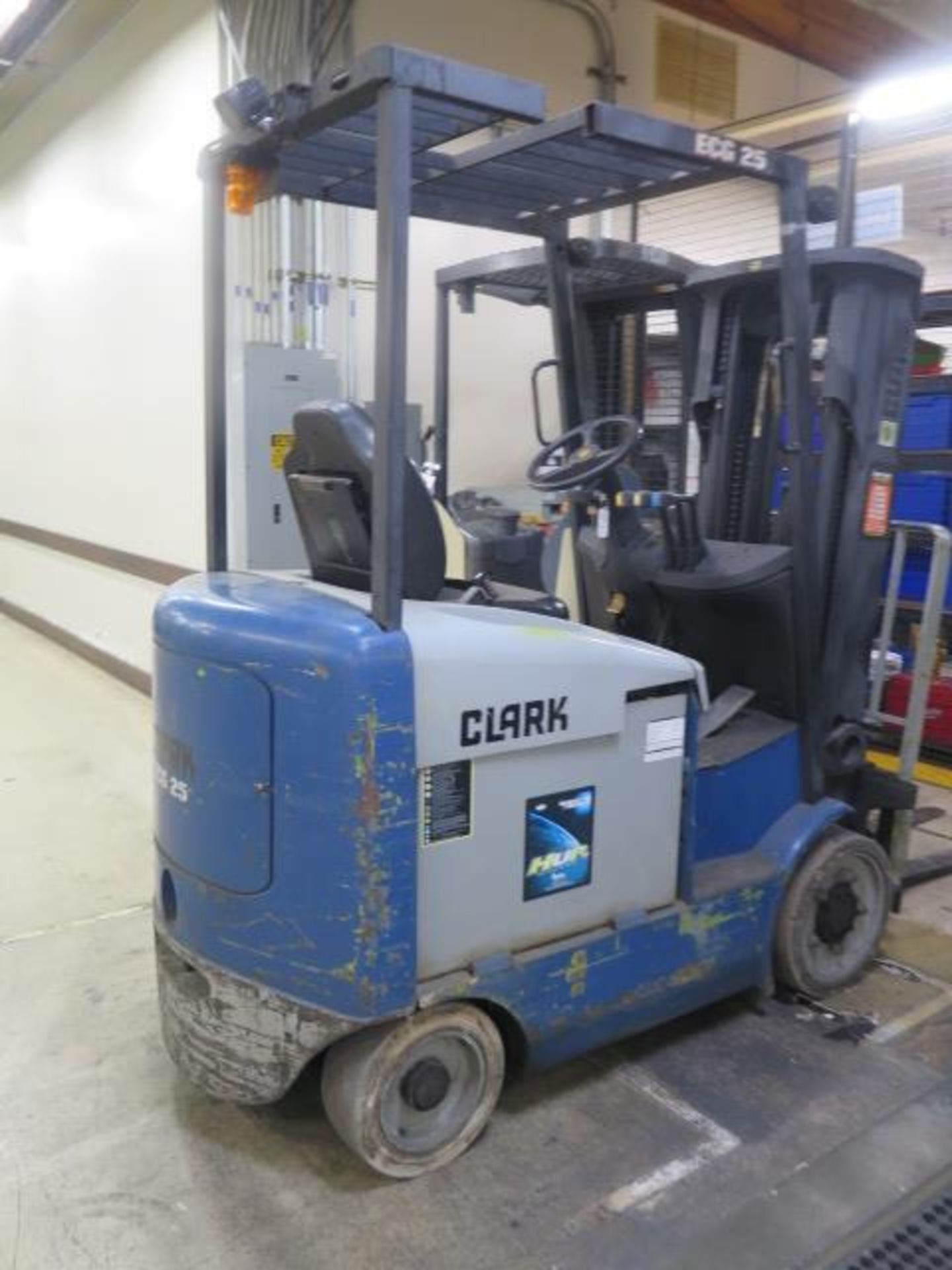 Clark ECG25 4800 Lb Cap Electric Forklift s/n ECG358-0011-6751 w/ 3 ...