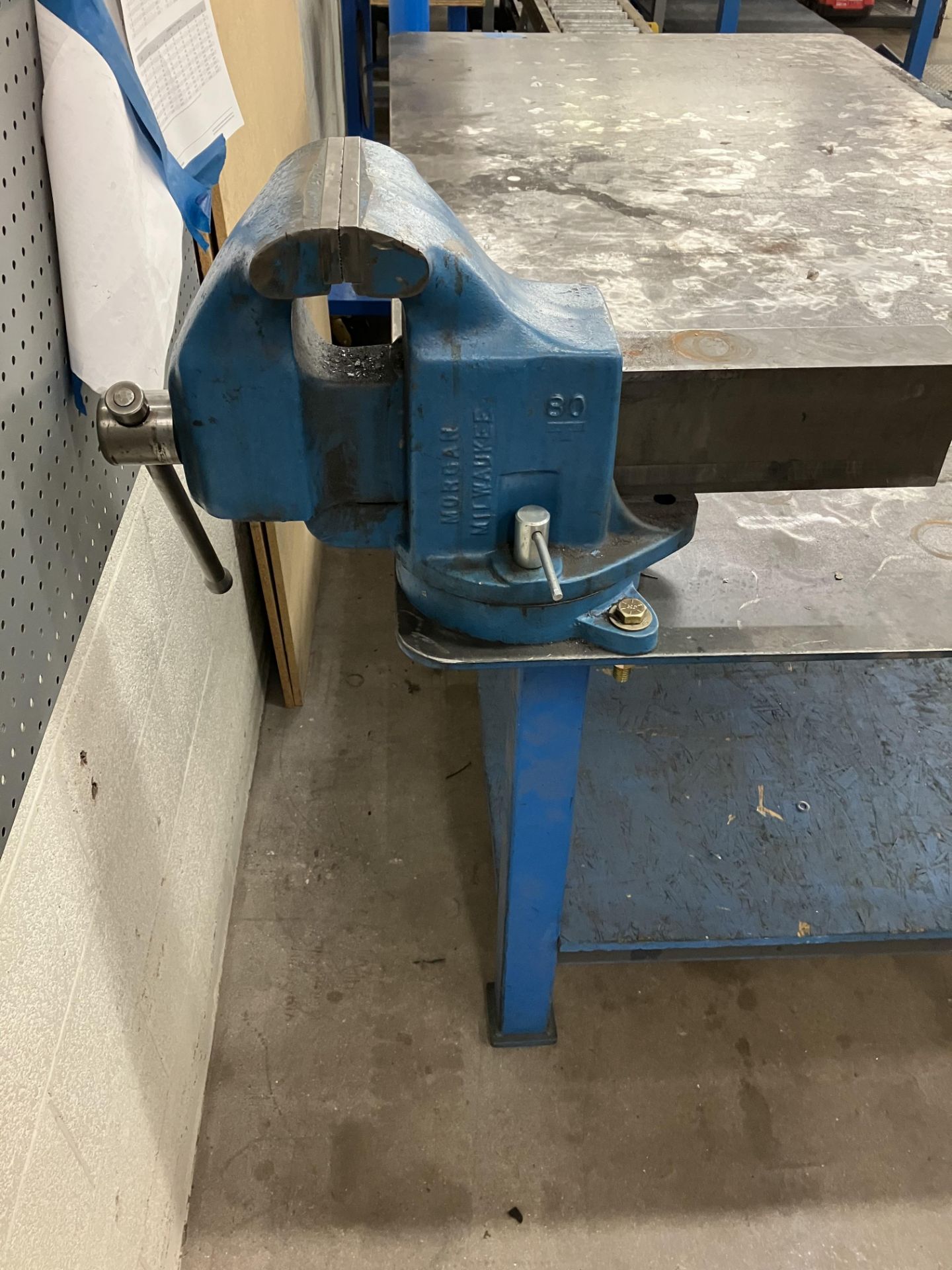 8' X 4' STEEL TABLE W/6" MORGAN VISE