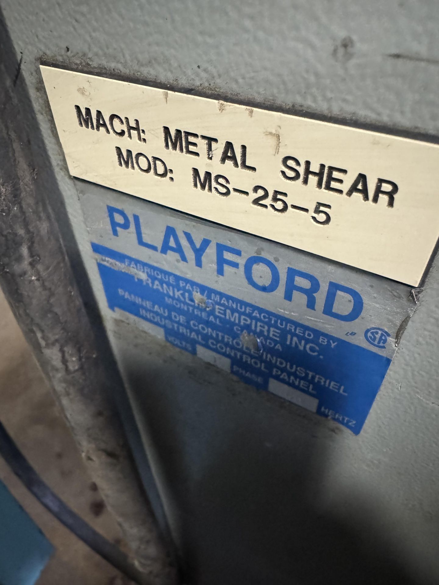 1/4" RK Machinery model MS25-5 s/n:01051023032,Hydraulic guillotine ...