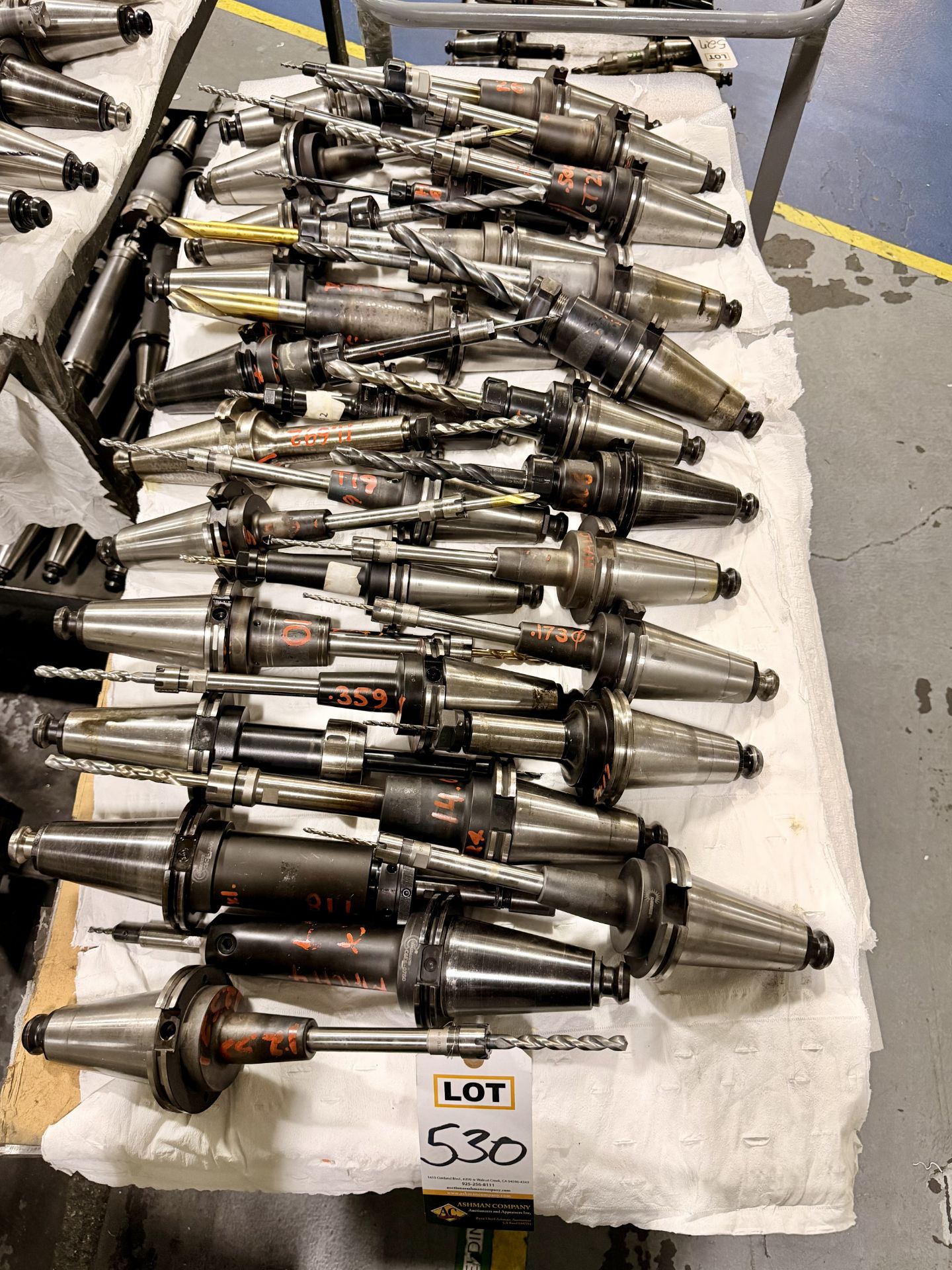 { Option of lots: 528, 529, 530, 531 } Approx (30)Cat 50 Taper Tool Holders