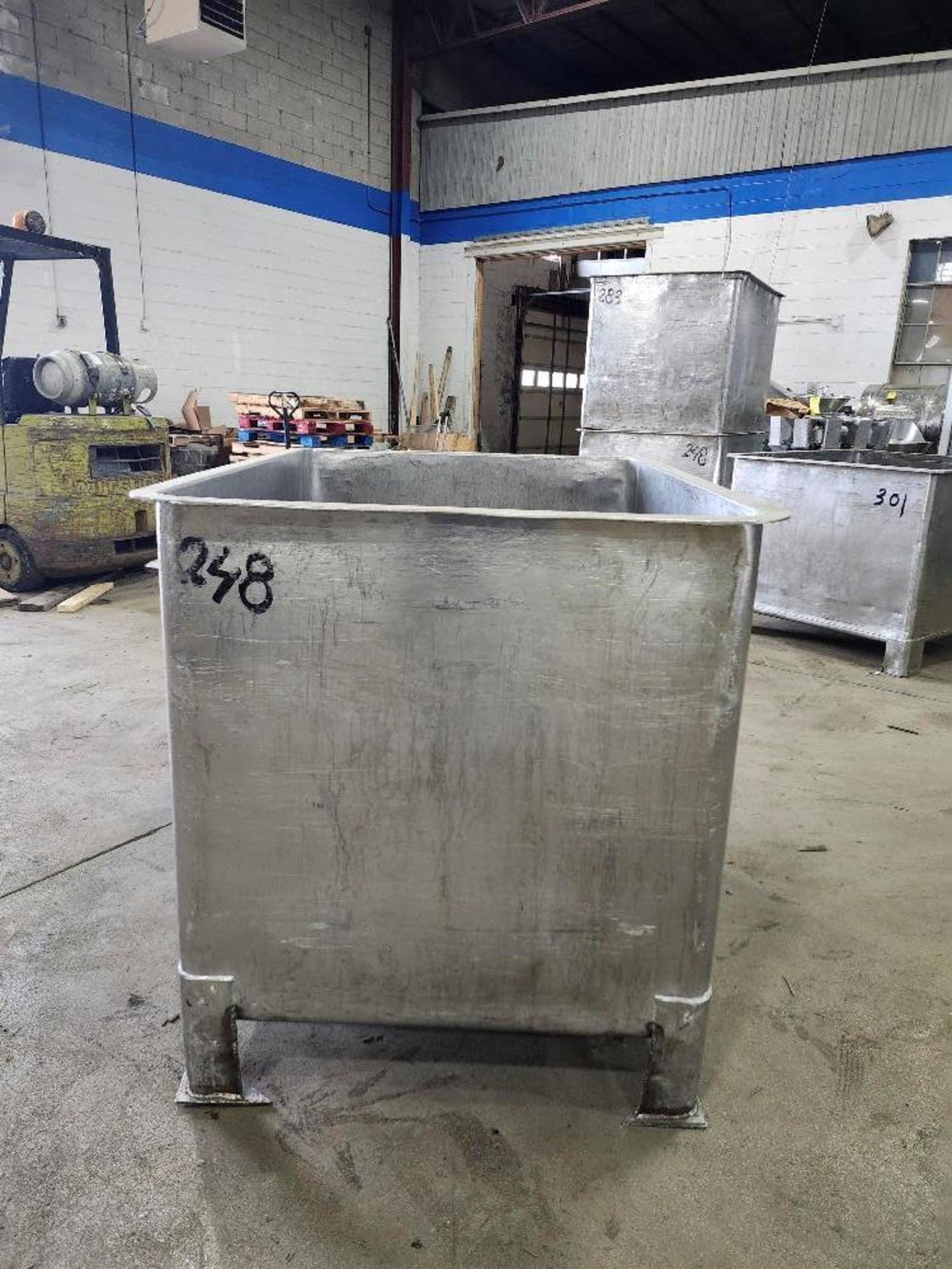 Stainless Steel Vats, inside dimensions 36" W X 47" L X 36" D, on feet ...