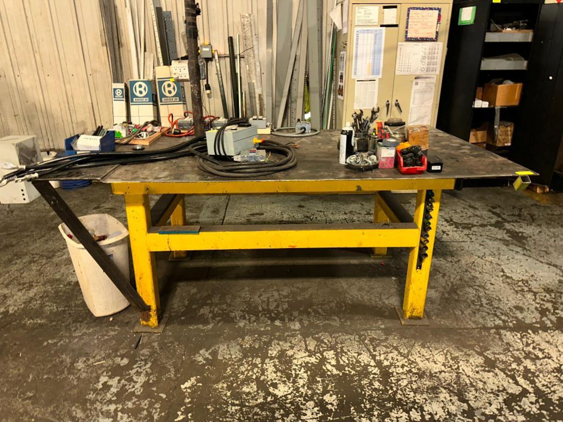 DESCRIPTION: HEAVY DUTY METAL SHOP TABLE WITH OVERHEAD LIGHT ADDITIONAL ...
