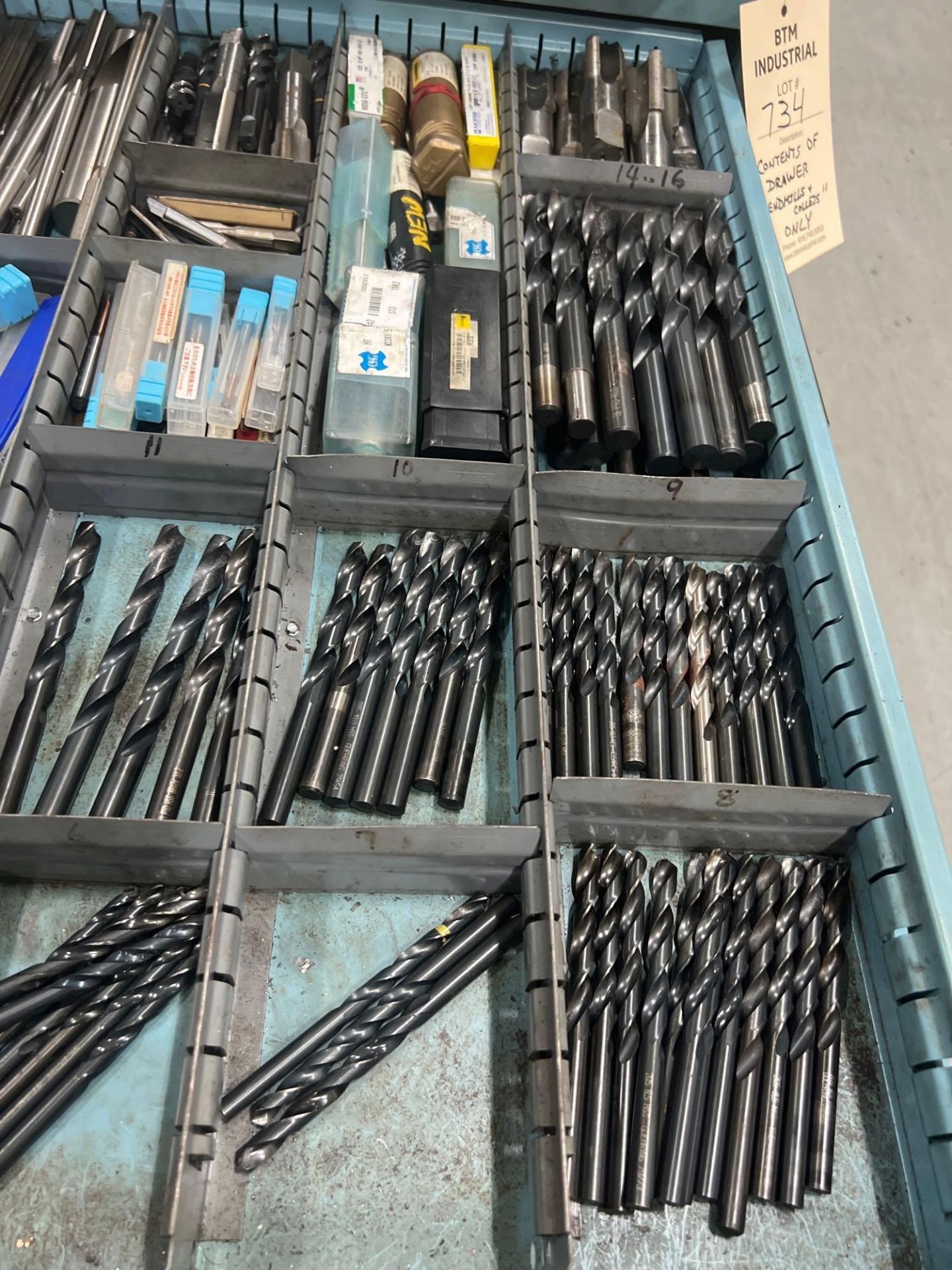 Drills, Tap, Reamers, Clamps of (3) Drawers Contents of Drawers marked ...