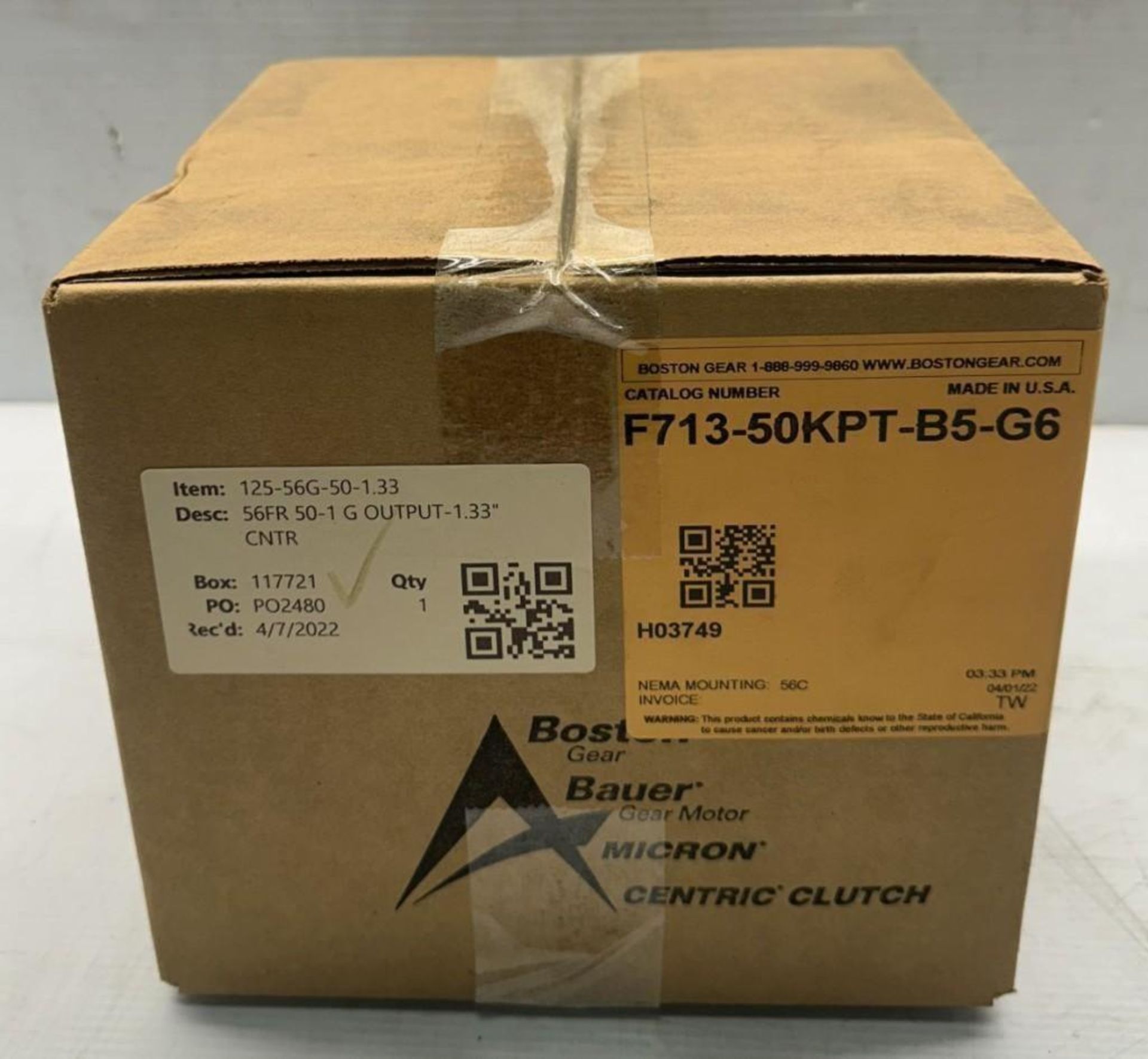 Boston Gear #F713-50KPT-B5-G6 Gear Box