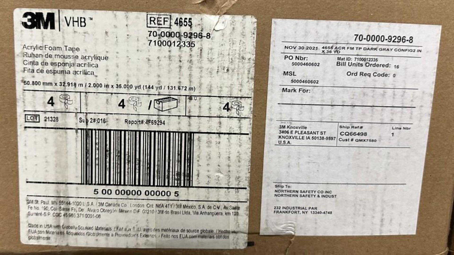 3M #70-0000-9296-8 / #4655 VHB Acrylic Foam Tape 50.800 mm x 32.918 m2 ...