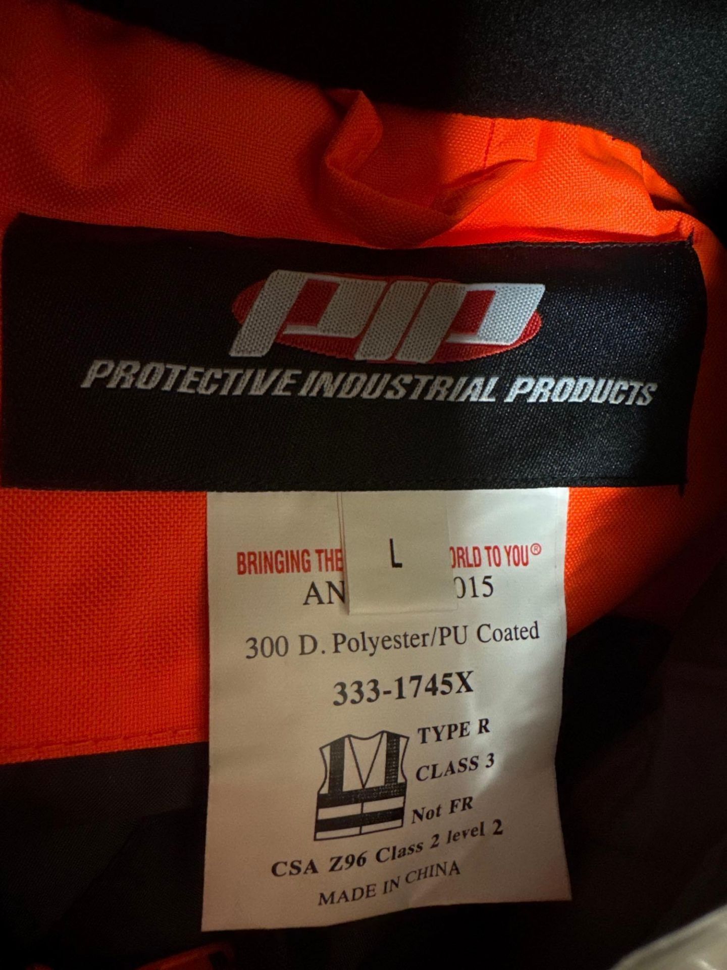 PIP #33-1745X Type R Class 3 / 300 D. Polyester/PU Coated Bomber ...