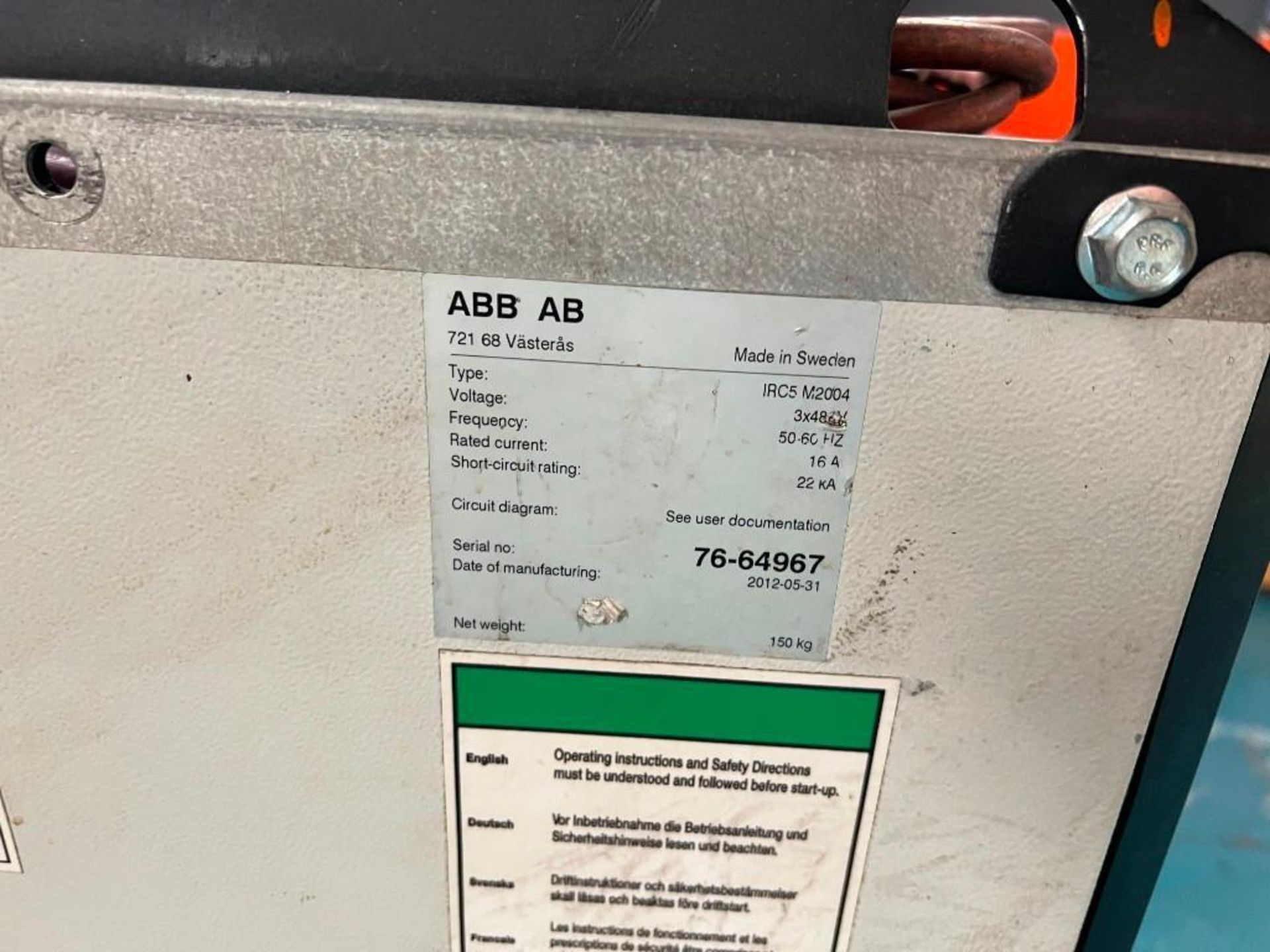 Loading Fee: $ 400.00 ABB #7600 IRC5 Robot w/Linear Track Rail 325Kg ...