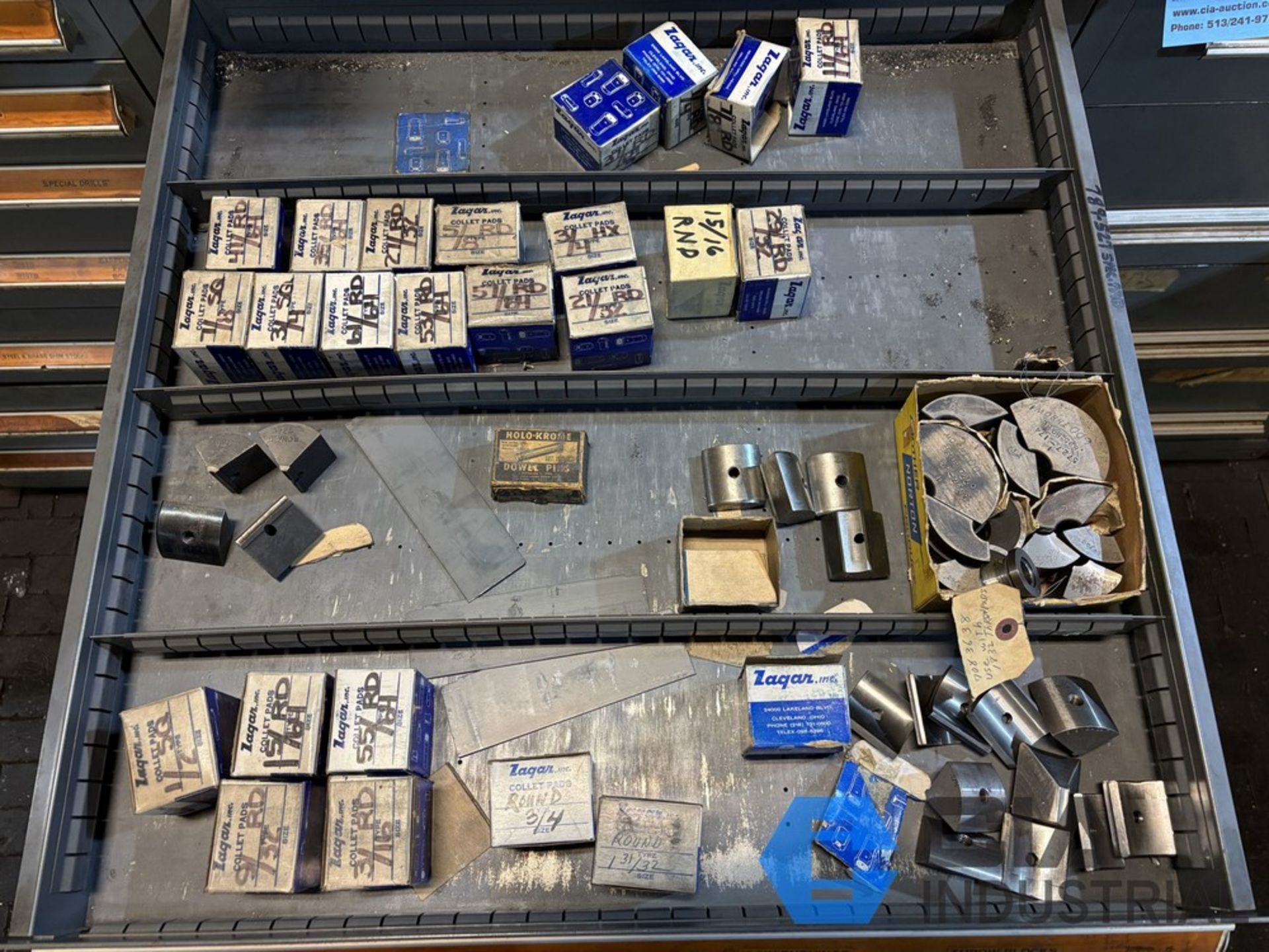 11-DRAWER VIDMAR CABINET WITH COLLETS, COLLET PADS, REAMERS, CONNECTORS ...