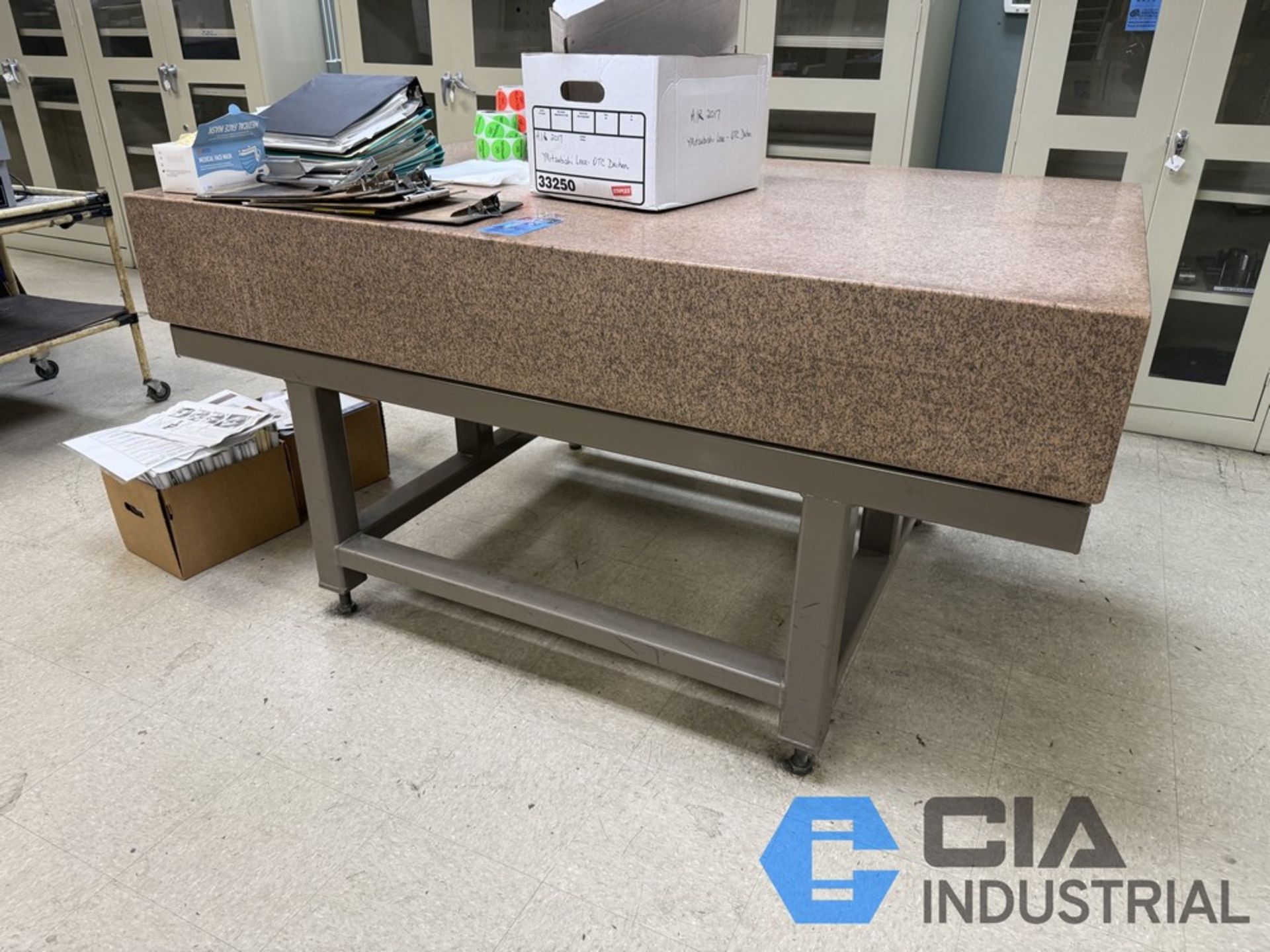 STARRETT GRANITE INSPECTION TABLE, GRADE A; S/N 102348, 48" X 72" X 10 ...