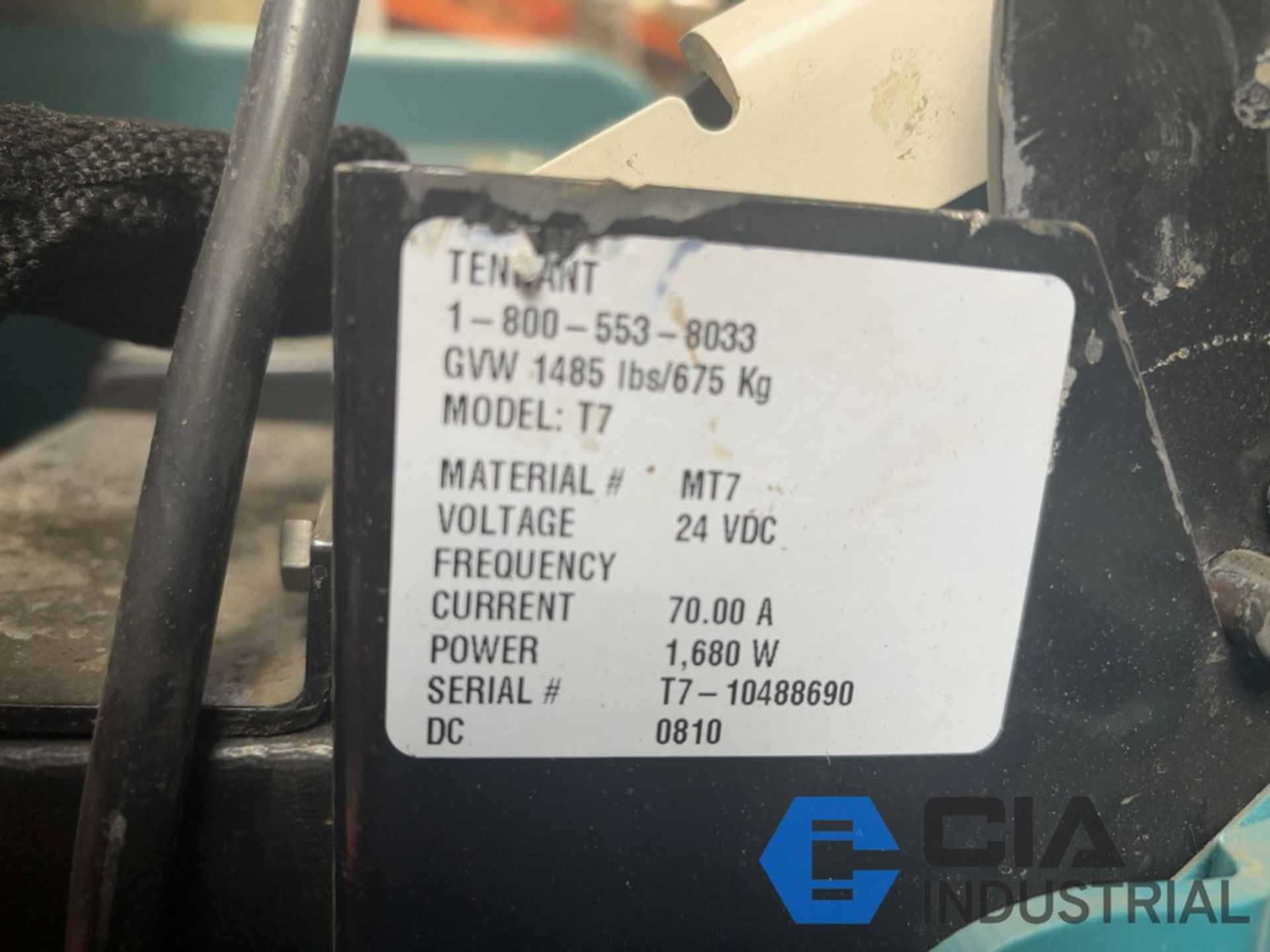 2010 TENNANT MODEL T7 ELECTRIC SIT DOWN FLOOR SCRUBBER; S/N T7-10488690 ...