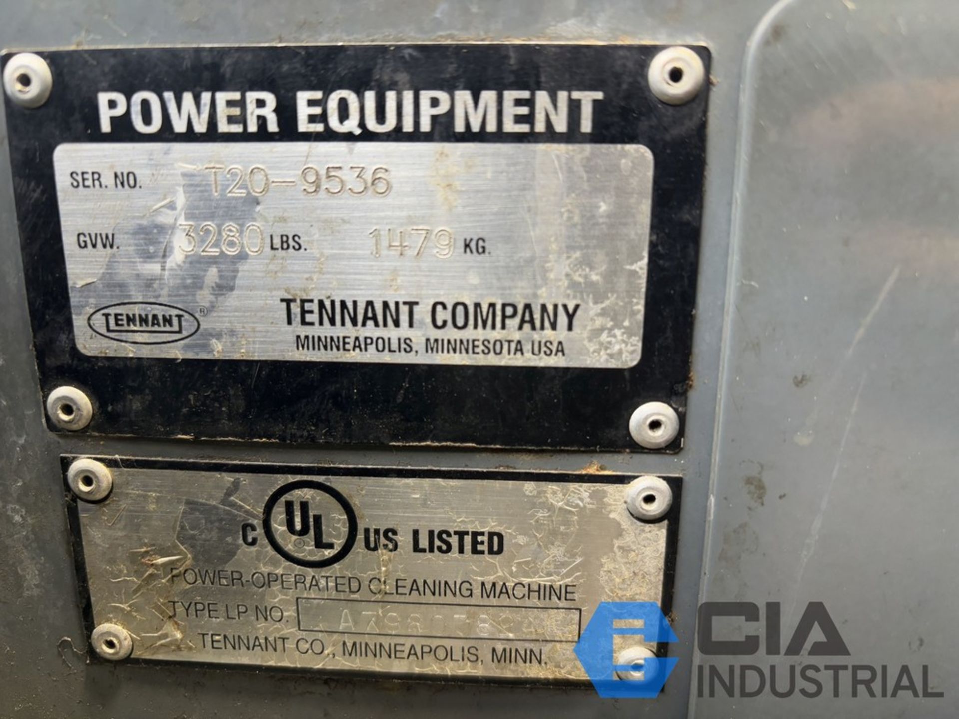 2017 TENNANT MODEL T20 LP GAS SIT DOWN FLOOR SCRUBBER; S/N T20-9536 ...