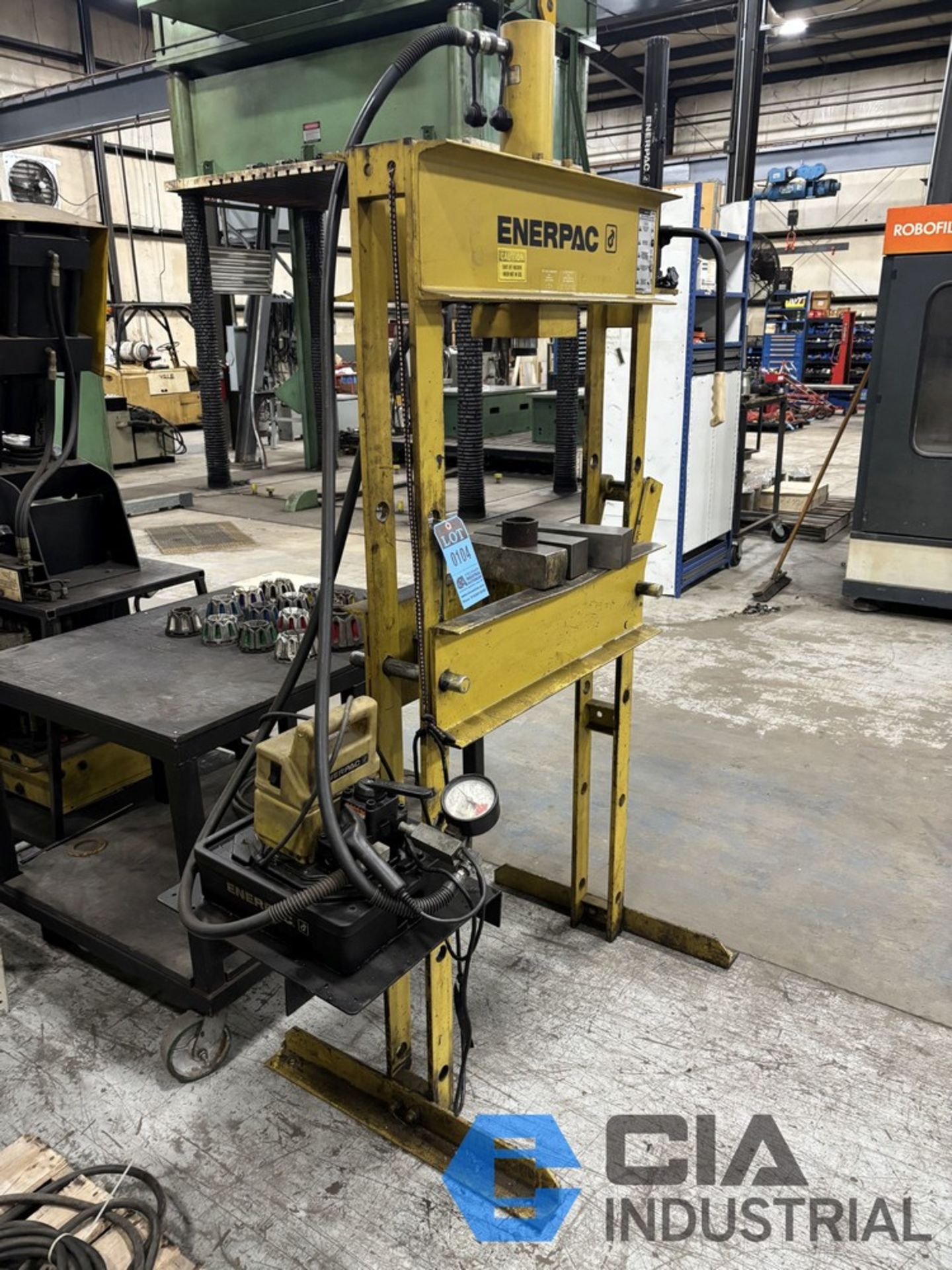 30 TON CAP ENERPAC HYDRAULIC H-FRAME PRESS; S/N N/A, WITH ENERPAC ...