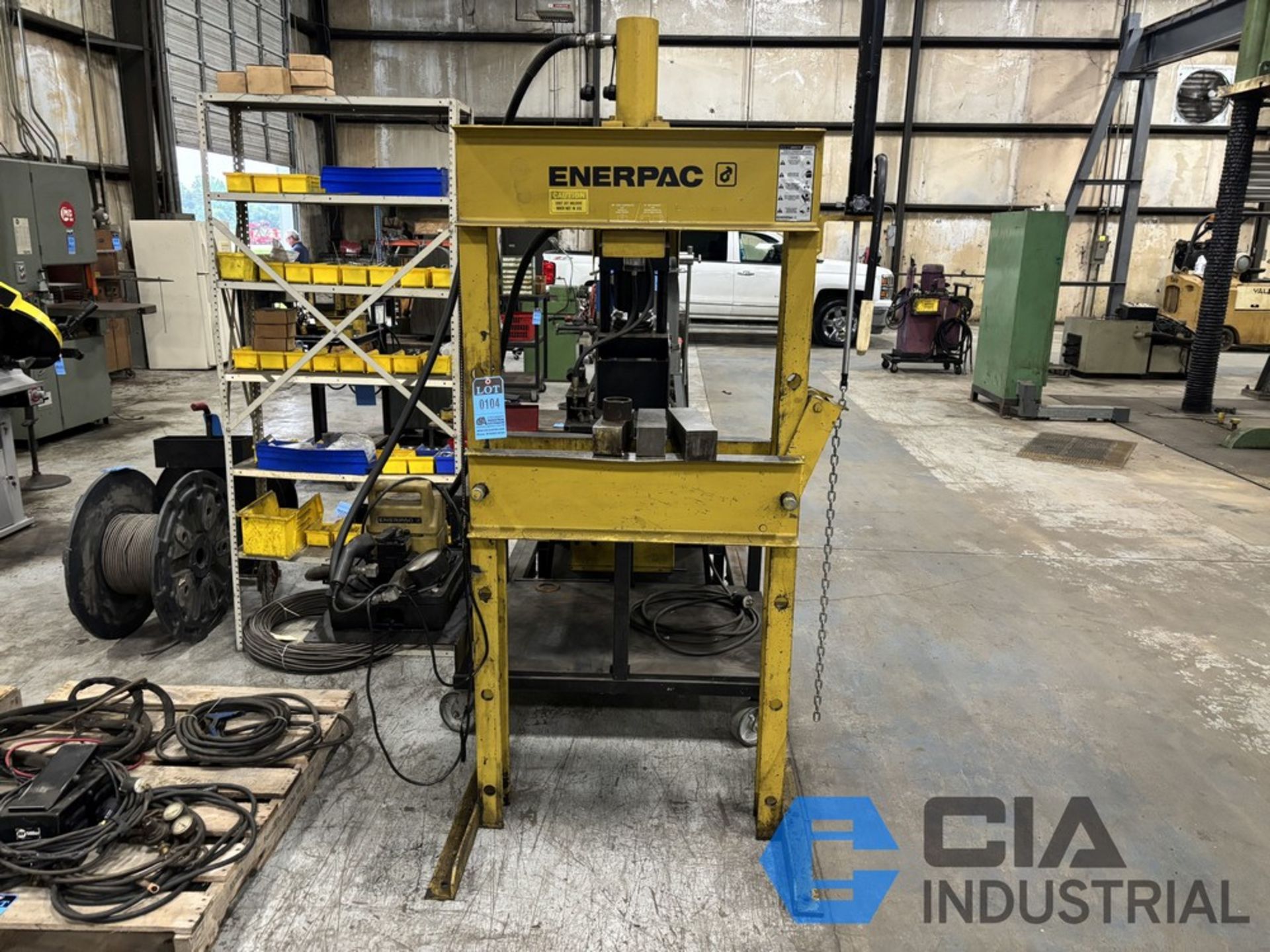 30 TON CAP ENERPAC HYDRAULIC H-FRAME PRESS; S/N N/A, WITH ENERPAC ...