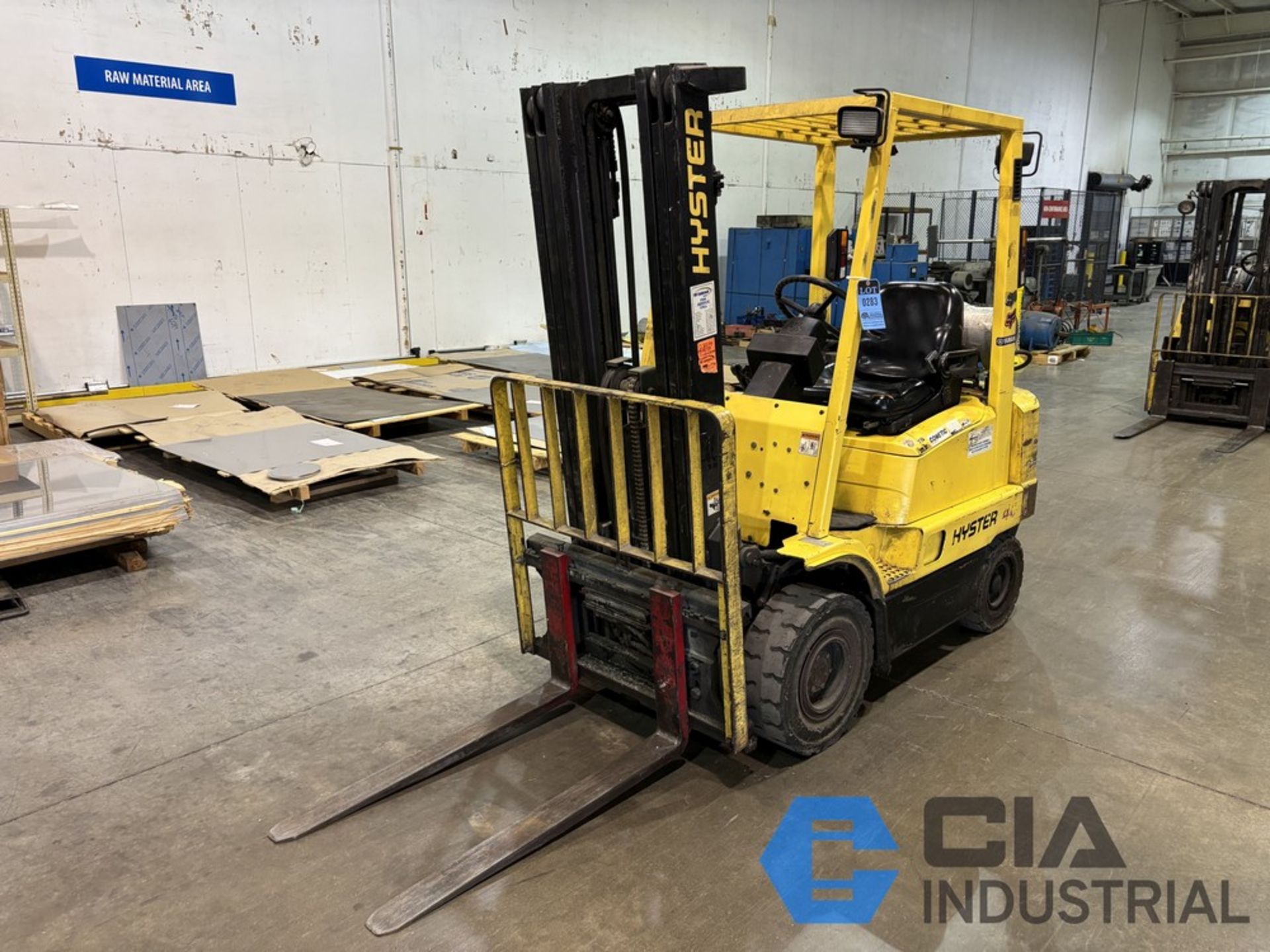 4,000 LB. HYSTER MODEL H40XMS SOLID PNEUMATIC TIRE LP GAS LIFT TRUCK; S ...